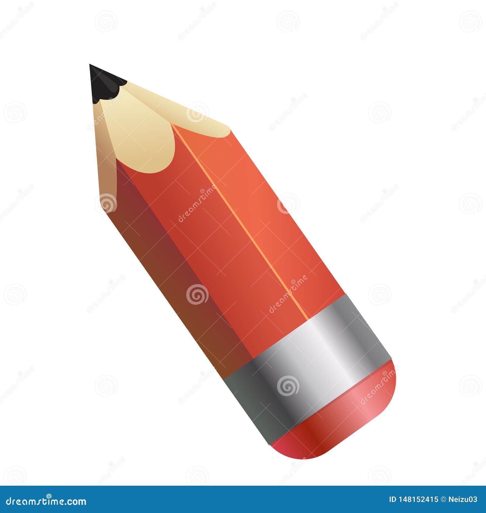 Vector Red Wooden Pencil with Rubber Stock Illustration - Illustration ...