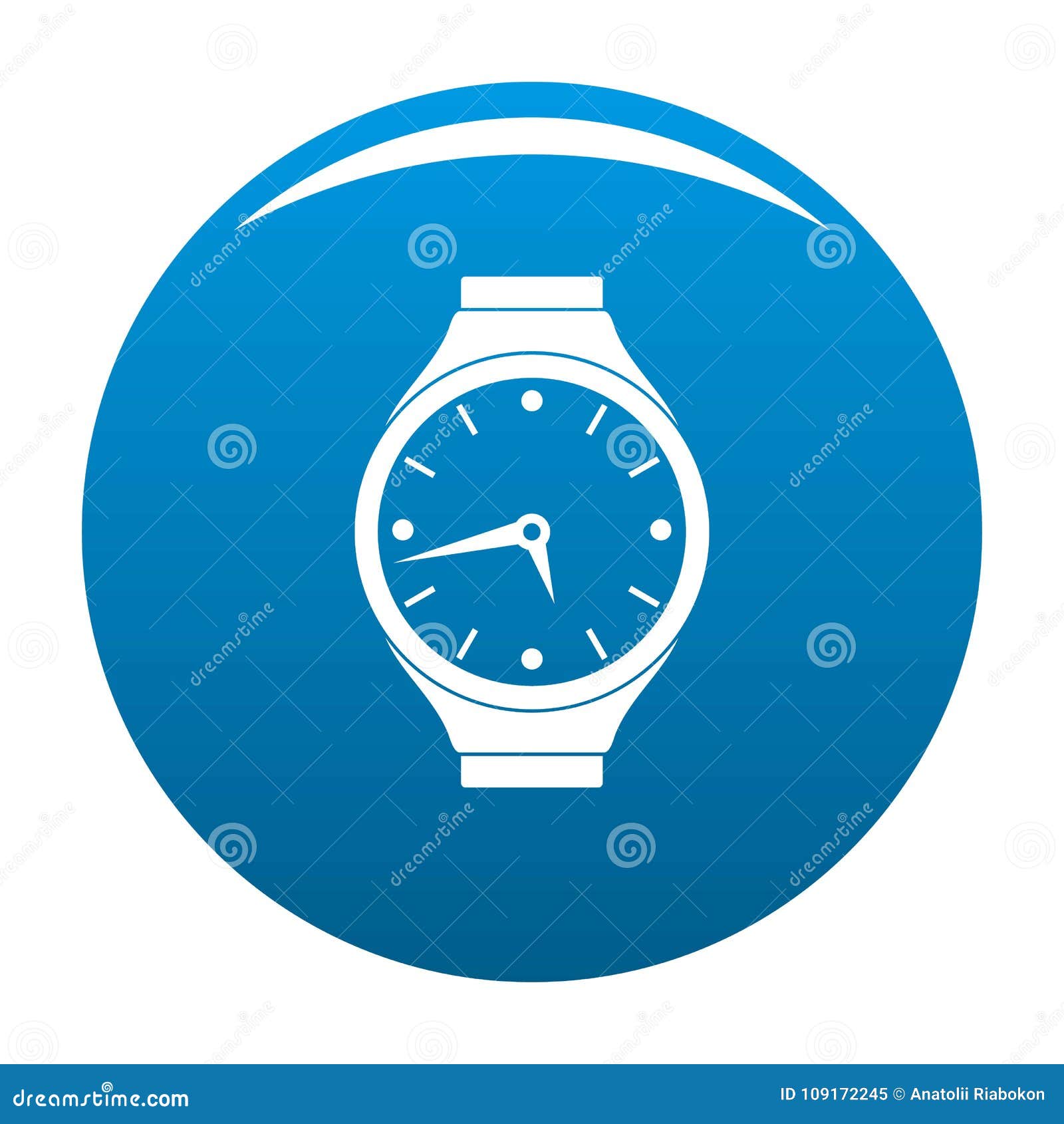 Vector Redondo Del Azul Del Icono Del Reloj Ilustración del Vector ...