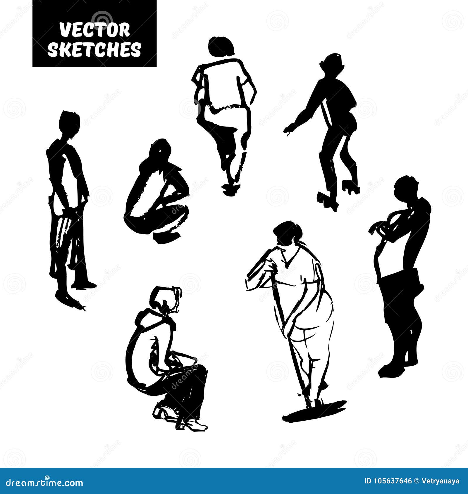 Vector reeks schetsen vector illustratie. Illustration of kameraad ...