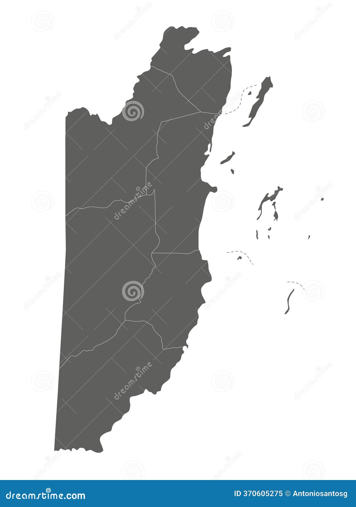 Vector Map Of Belize. High Detailed Country Map With Division, Cities ...