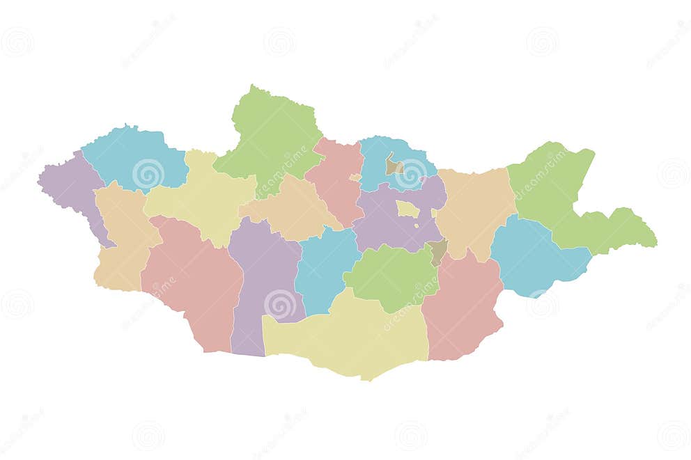 Vector Regional Blank Map of Mongolia with Provinces and Administrative ...