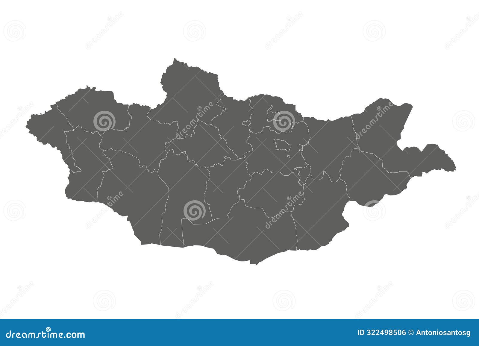 Vector Regional Blank Map of Mongolia with Provinces and Administrative ...