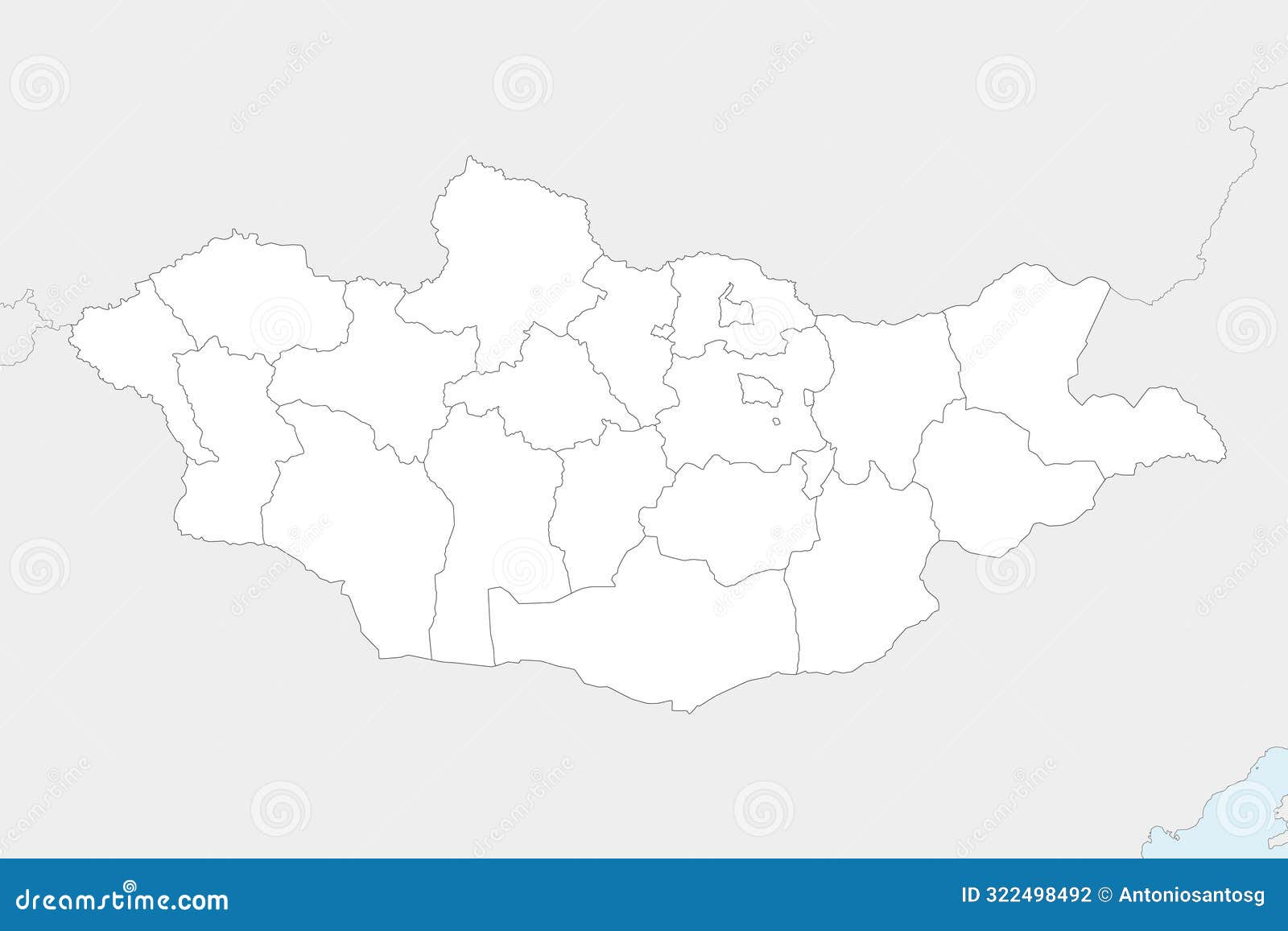 Vector Regional Blank Map of Mongolia with Provinces and Administrative ...