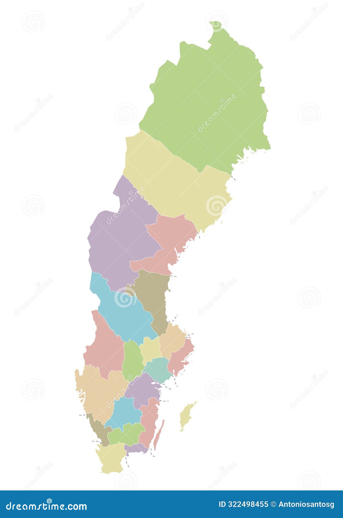 Vector Regional Blank Map of Sweden with Counties and Administrative ...