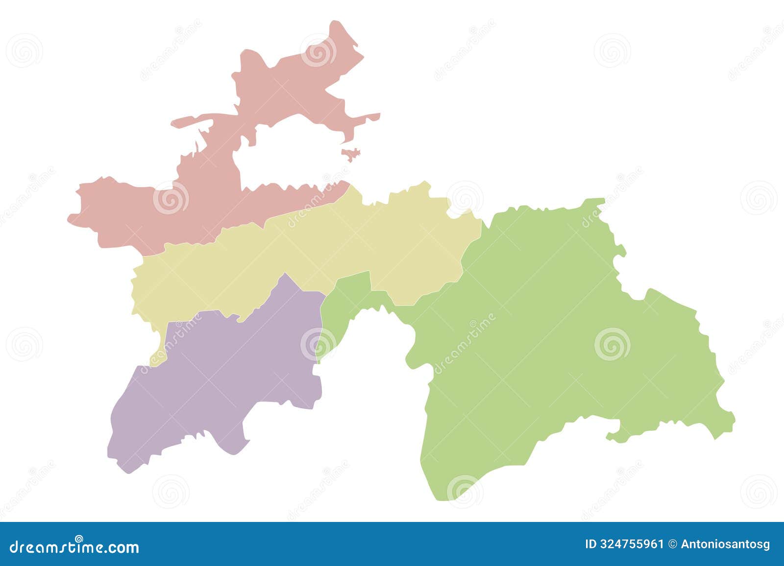 Vector Regional Blank Map of Tajikistan with Provinces and ...