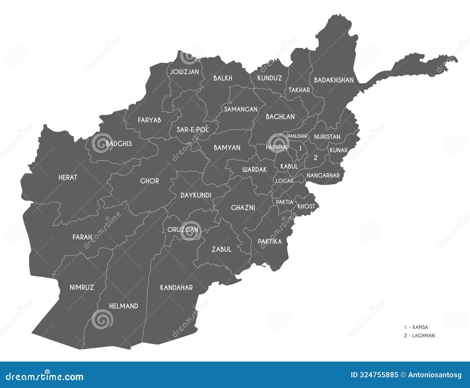 Vector Regional Map of Afghanistan with Provinces or Territories and ...