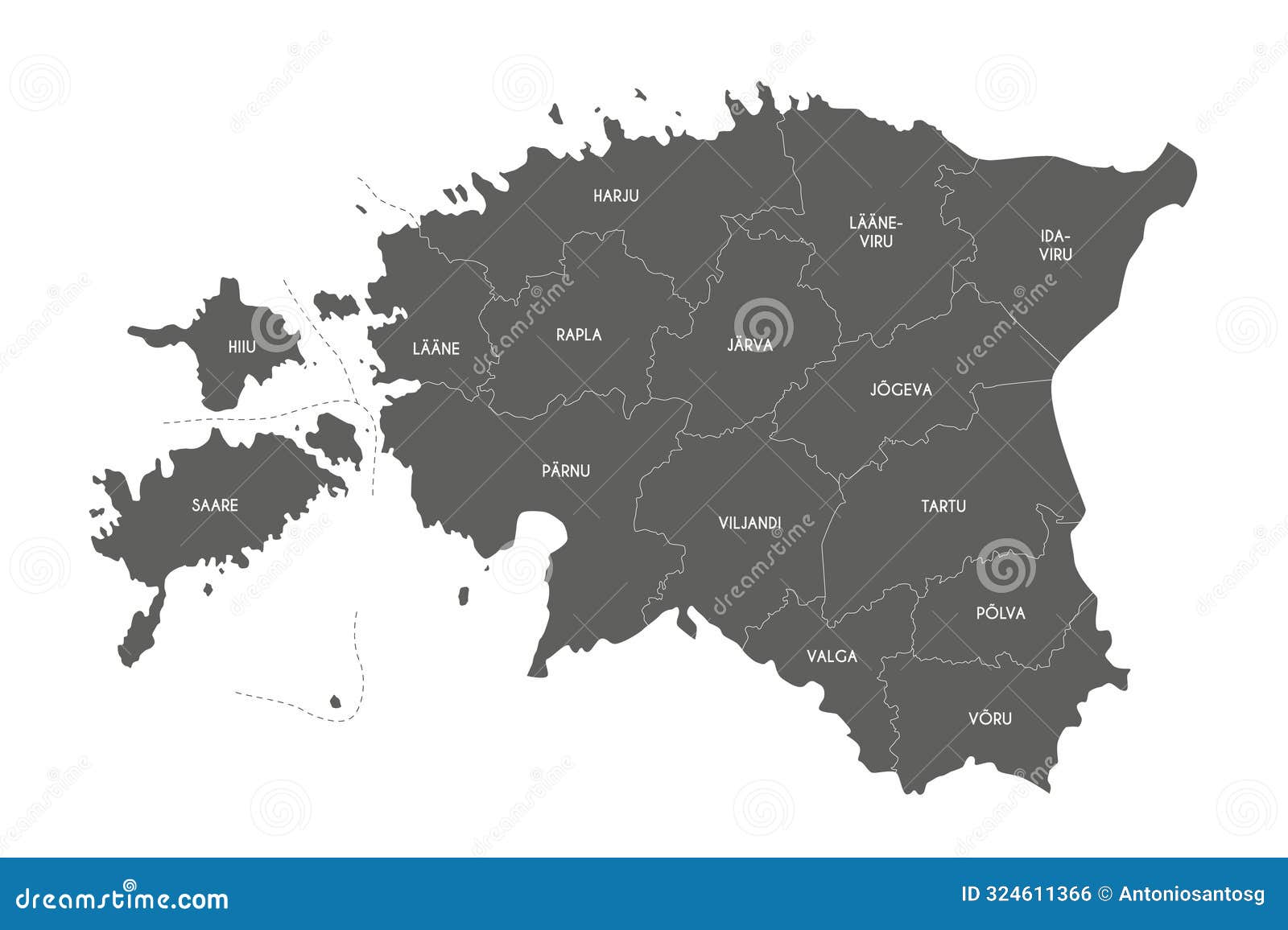 Vector Regional Map of Estonia with Counties and Administrative ...