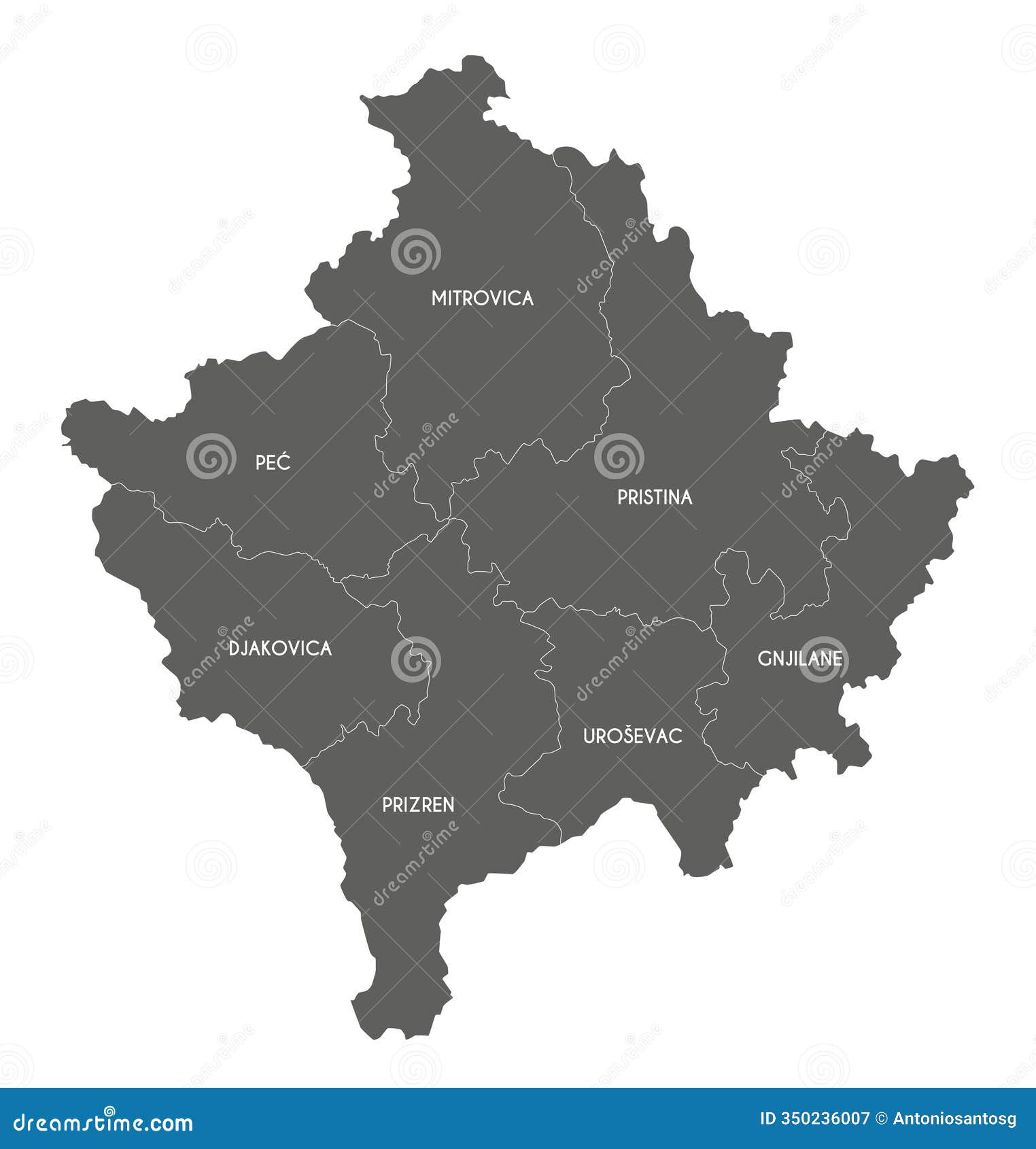 Vector Regional Map of Kosovo with Districts and Administrative Divisions. Stock Vector ...