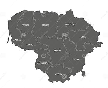 Vector Regional Map of Lithuania with Counties and Administrative ...