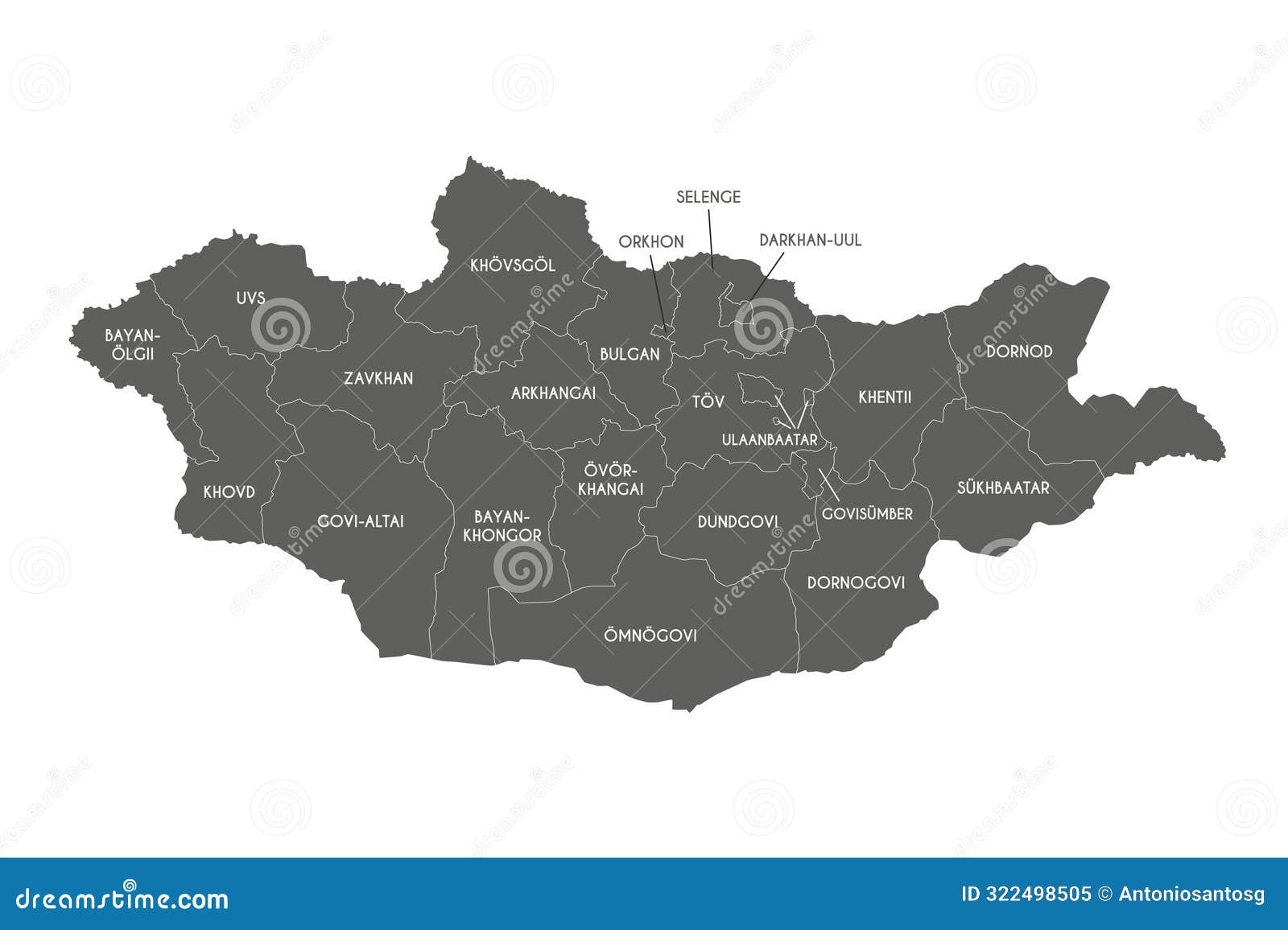 Vector Regional Map of Mongolia with Provinces and Administrative ...