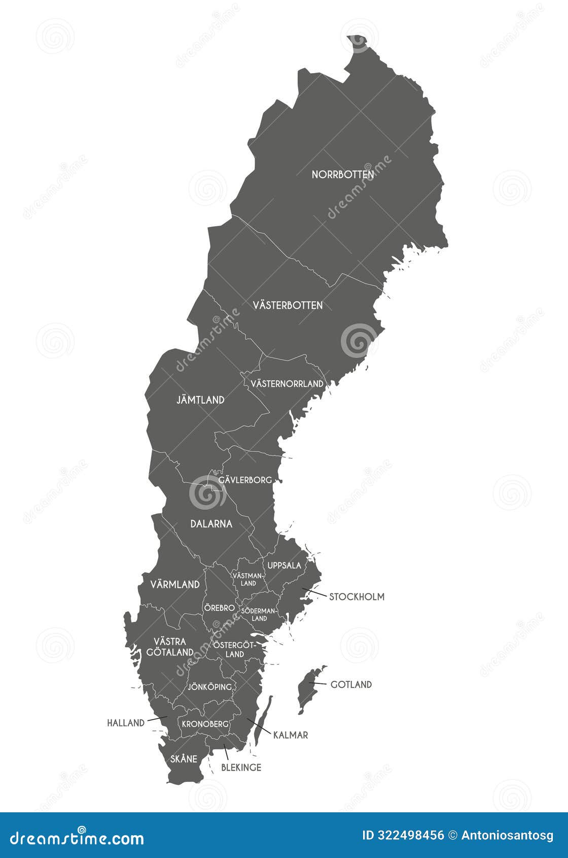 Vector Regional Map of Sweden with Counties and Administrative ...