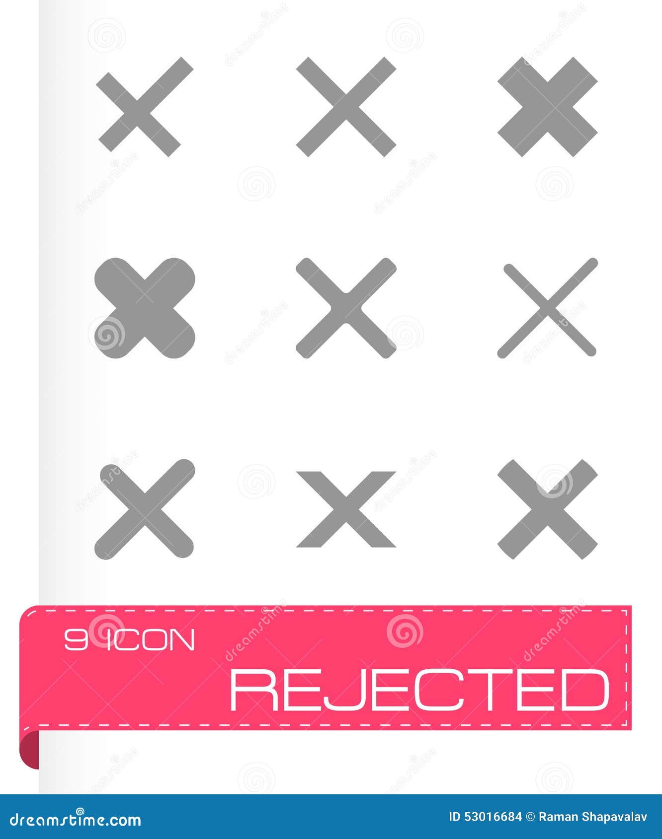Vector rejected icon set stock vector. Illustration of black - 53016684