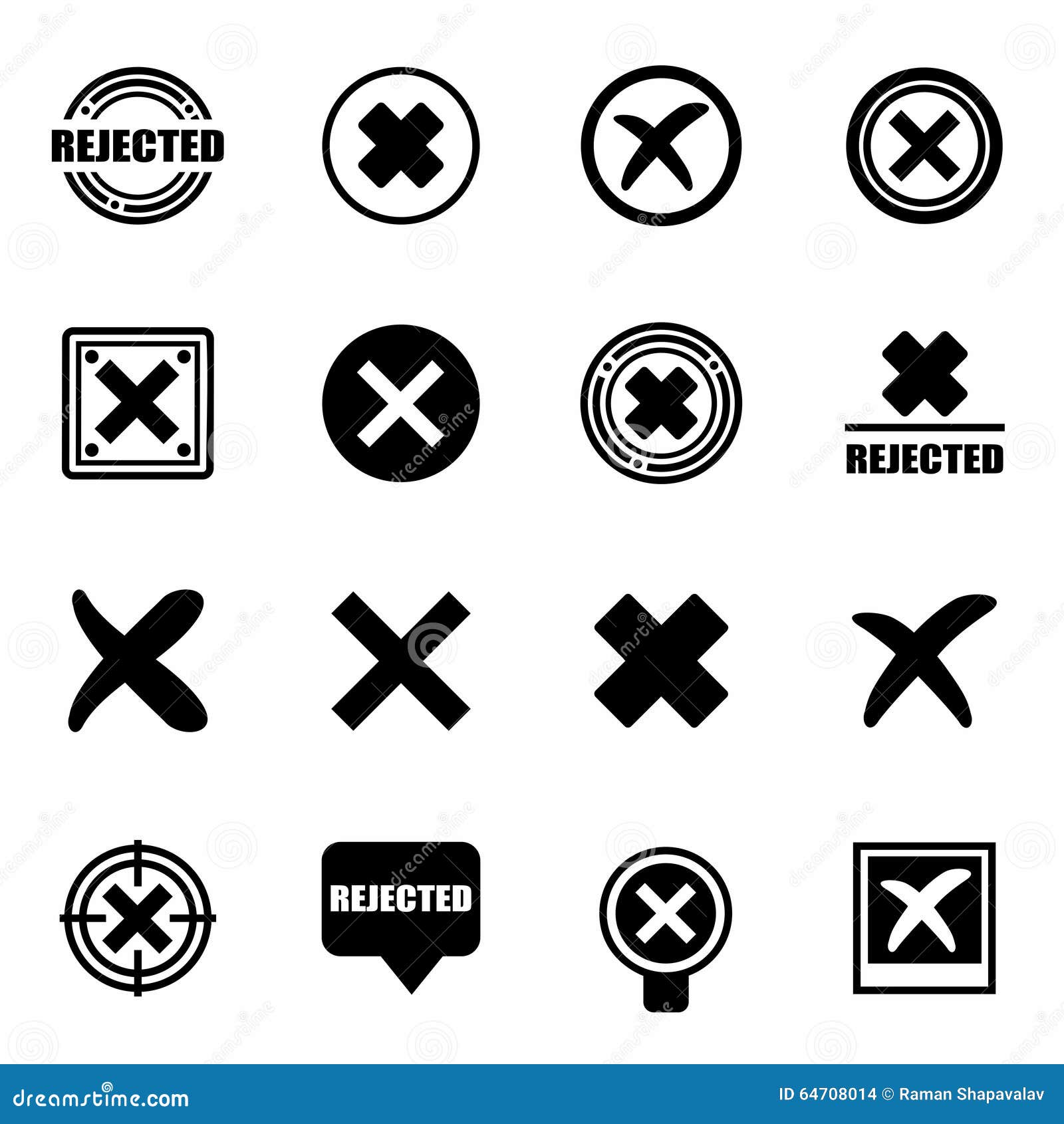 Vector Rejected icon set stock vector. Illustration of poll - 64708014