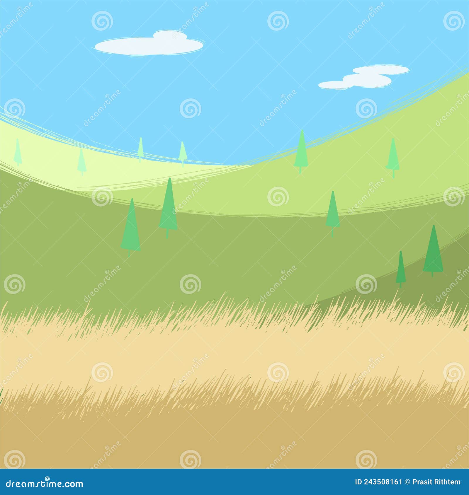 Relaxing View on a Nice Field Stock Illustration - Illustration of ...