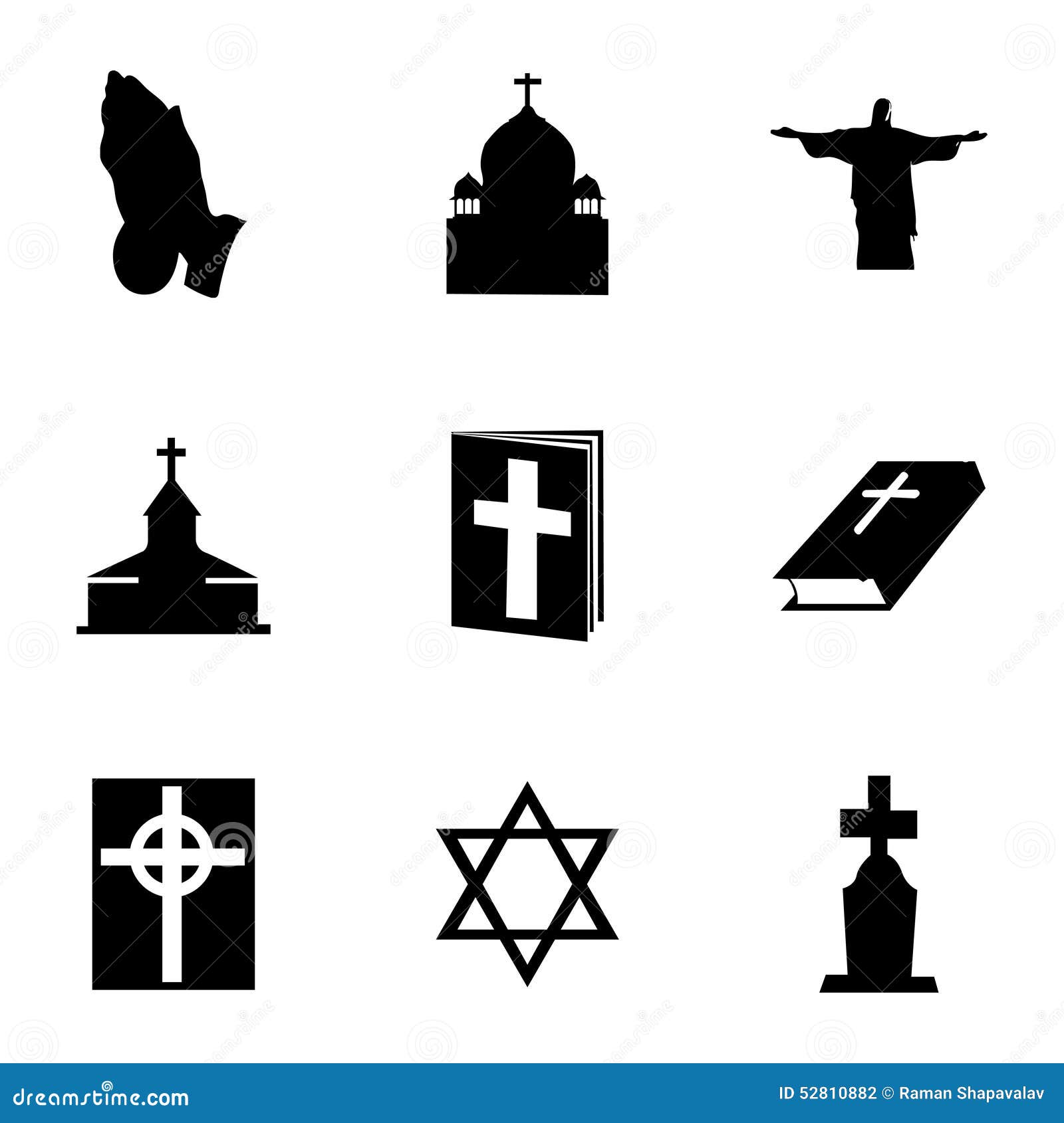 Vector Set Of Religion Icons. Catholic, Buddhism, Islam, Judaism ...
