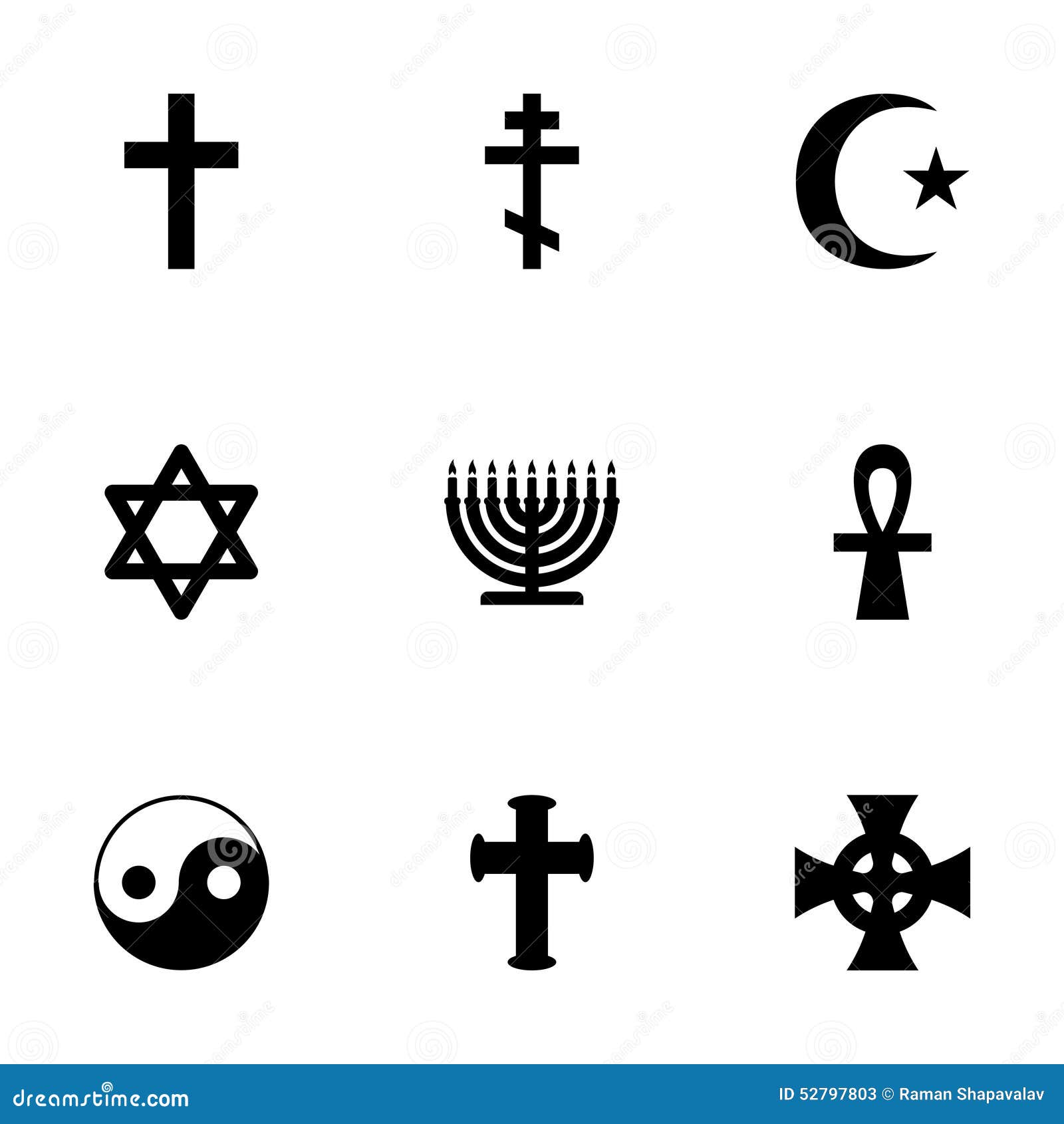 Religious Symbols From The Top Organized Faiths Vector Illustration ...