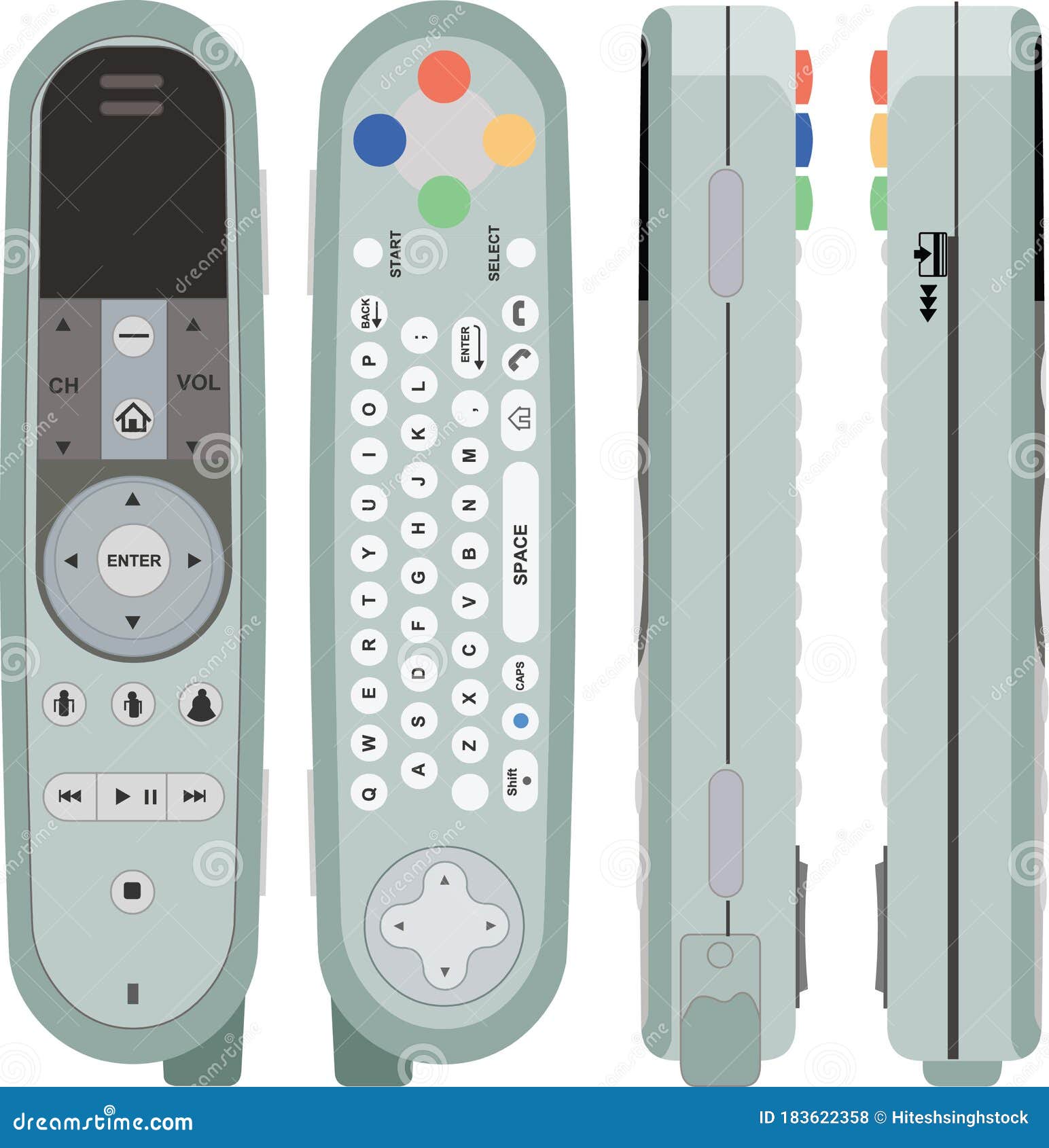 Vector of Remote from Different Angle, Isolated on White Background ...