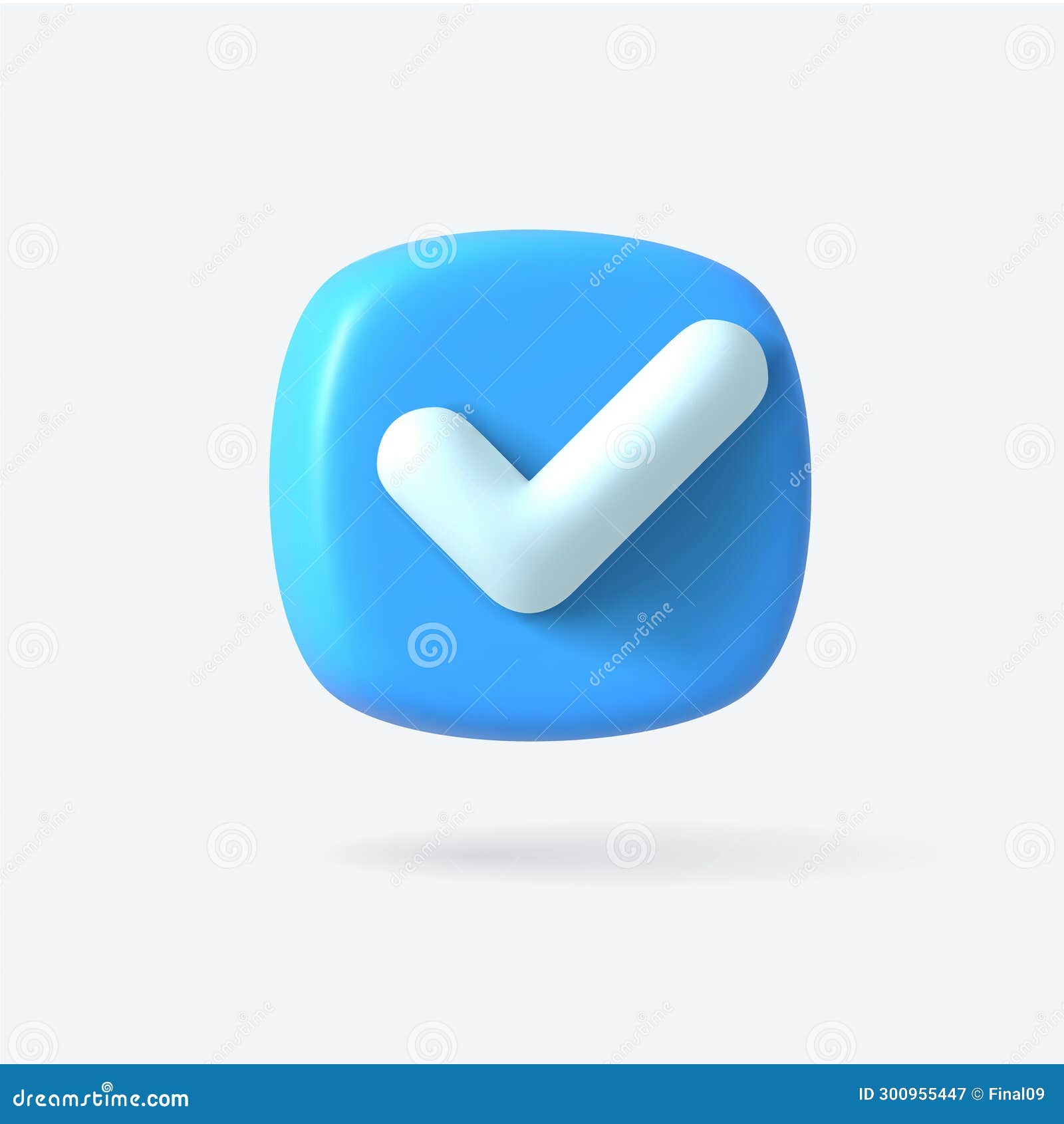 Vector Render 3d of Right Check Mark Box. Blue Approvement Icon or ...