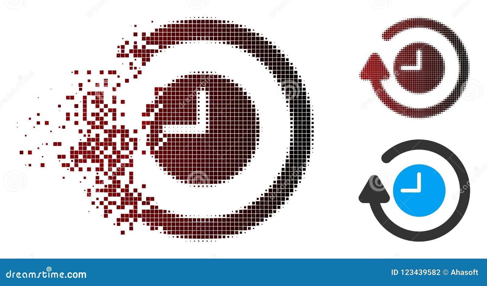 Decomposed Pixel Halftone Repeat Clock Icon Stock Vector - Illustration ...