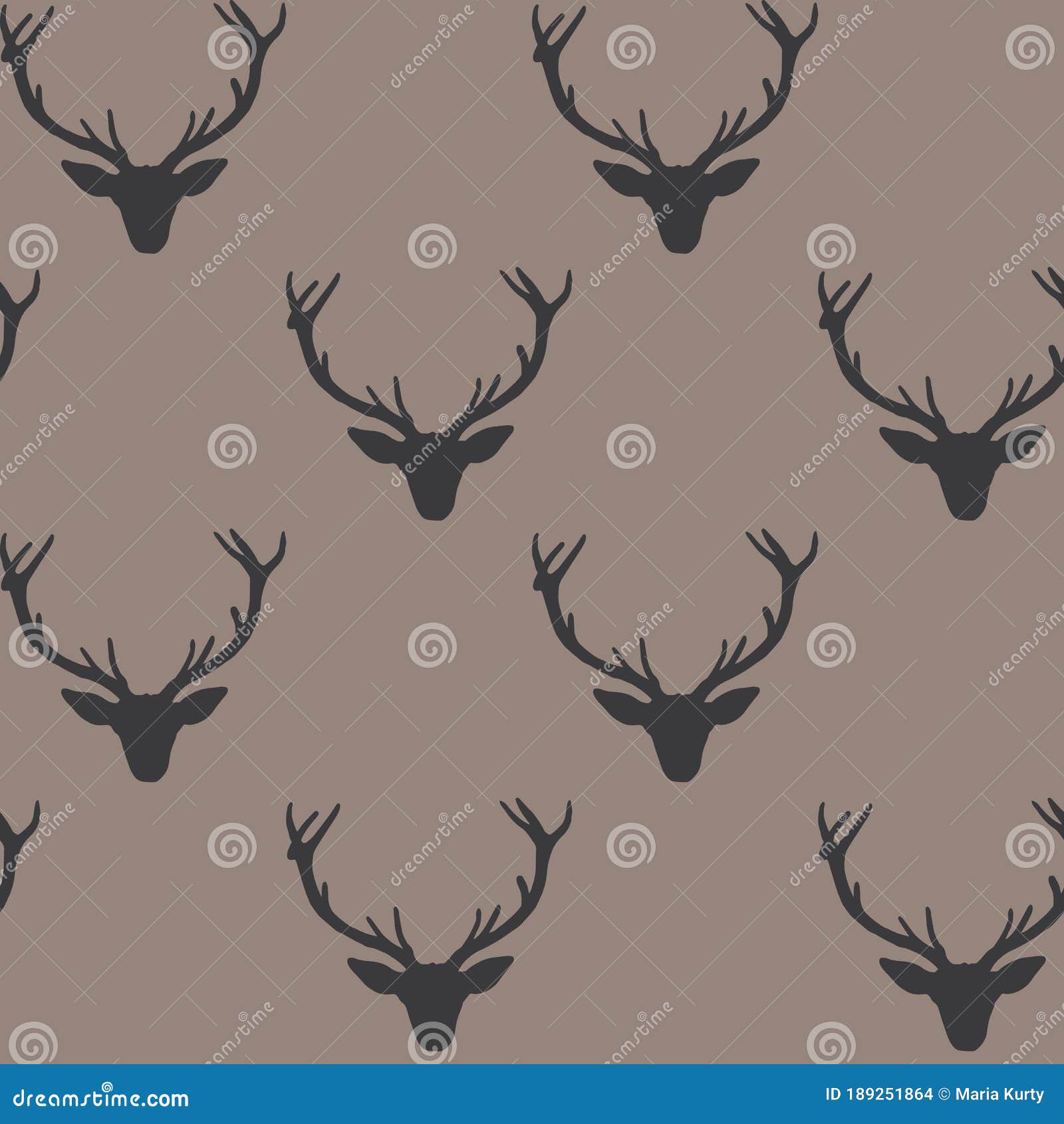 Men With Deer Heads Black And White Silhouette Set. Vector Illustration ...