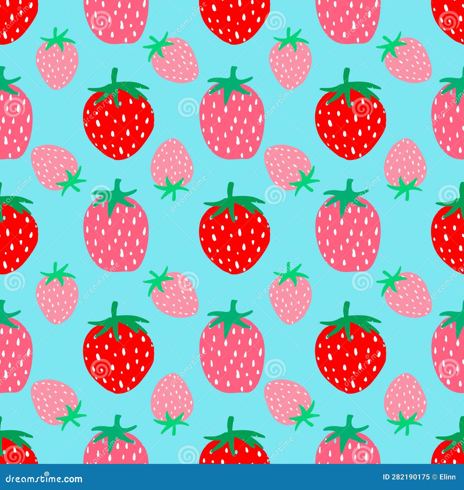 Vector Repeat Pattern Strawberries on Blue Background Stock ...