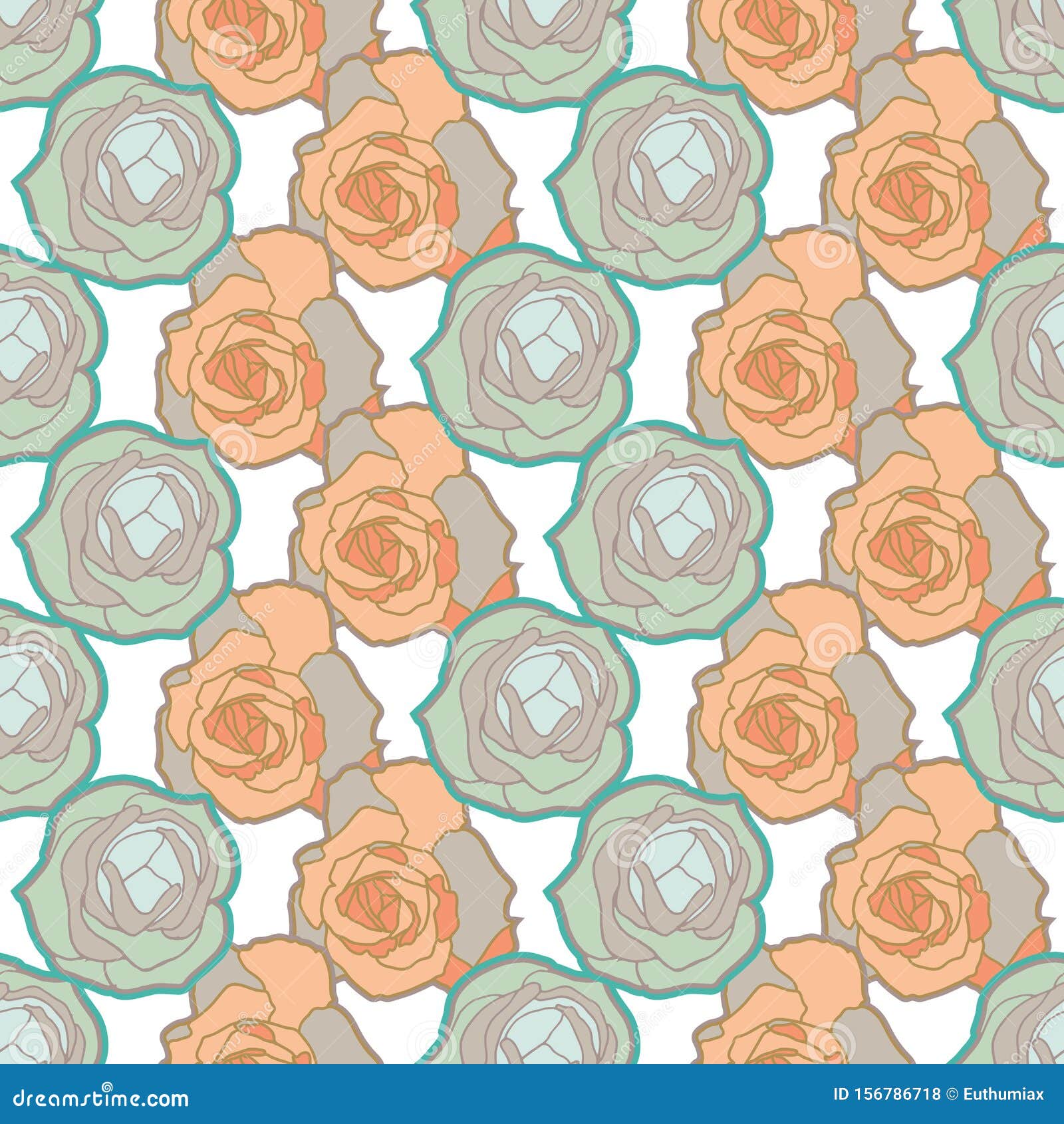 Vector Repeat Seamless Pattern with Roses Stock Illustration ...