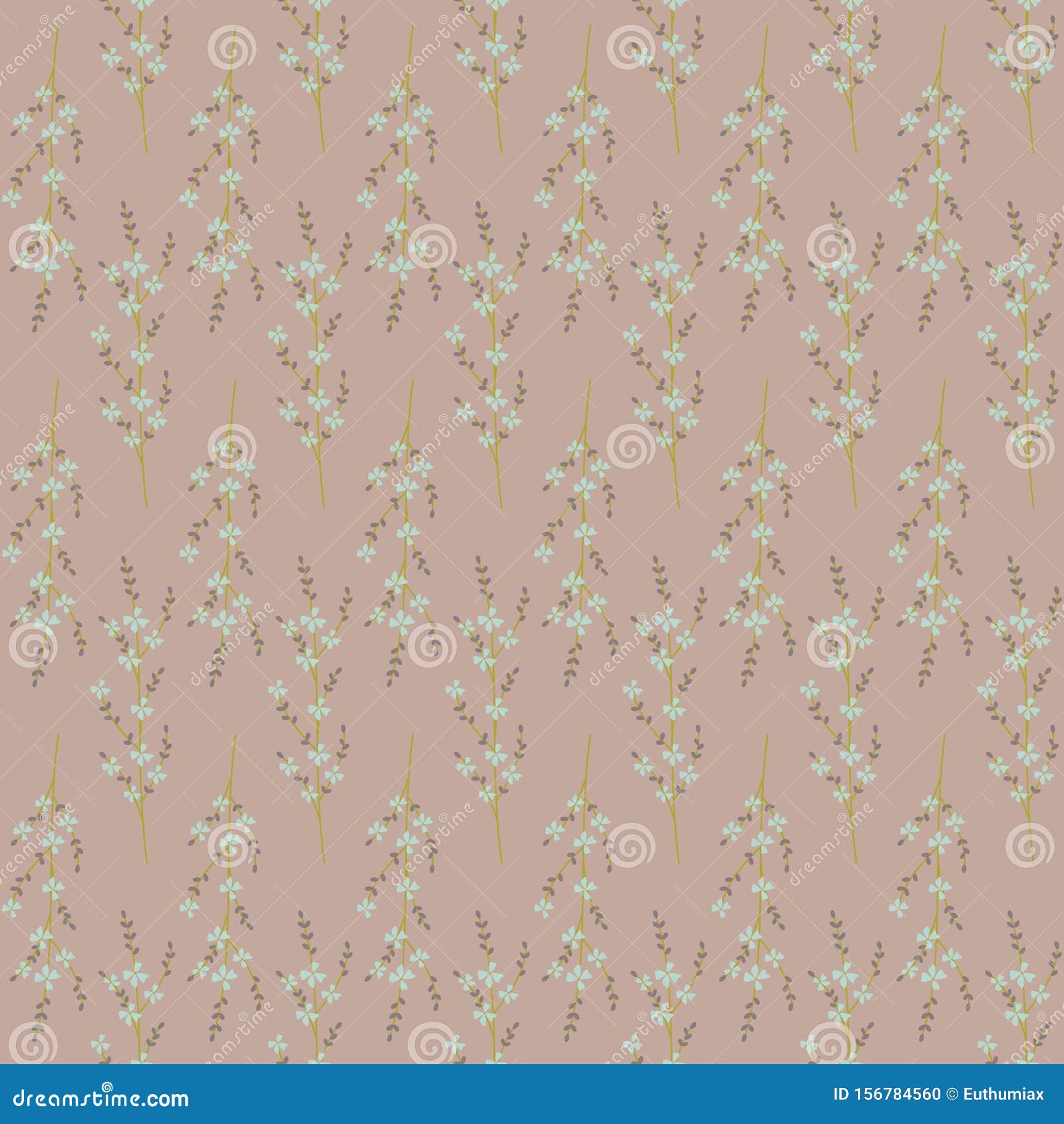 Vector Repeat Seamless Pattern with Small Flowers and Leaves Stock ...
