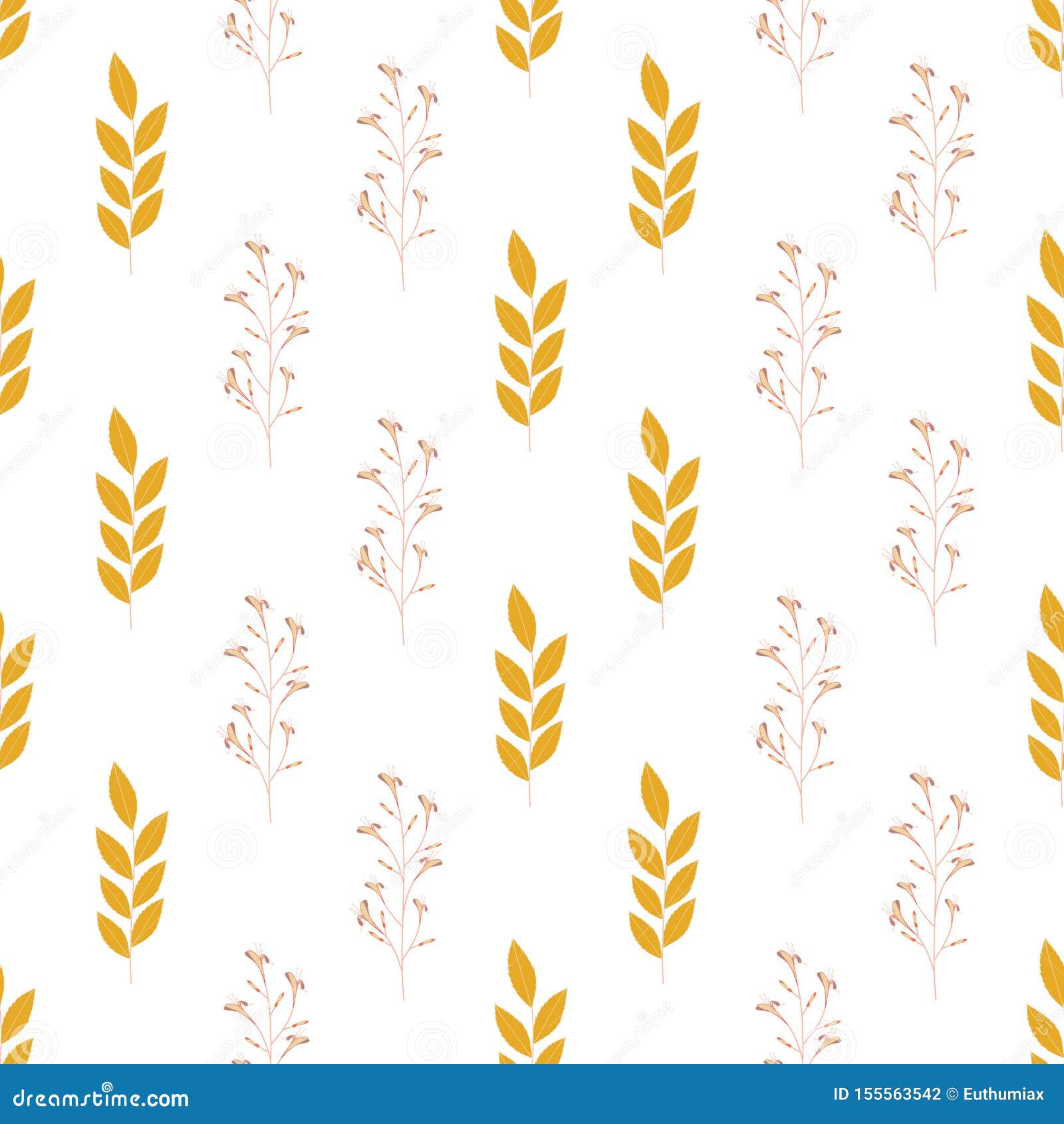 Vector Repeat Seamless Pattern with Small Flowers and Leaves Stock ...