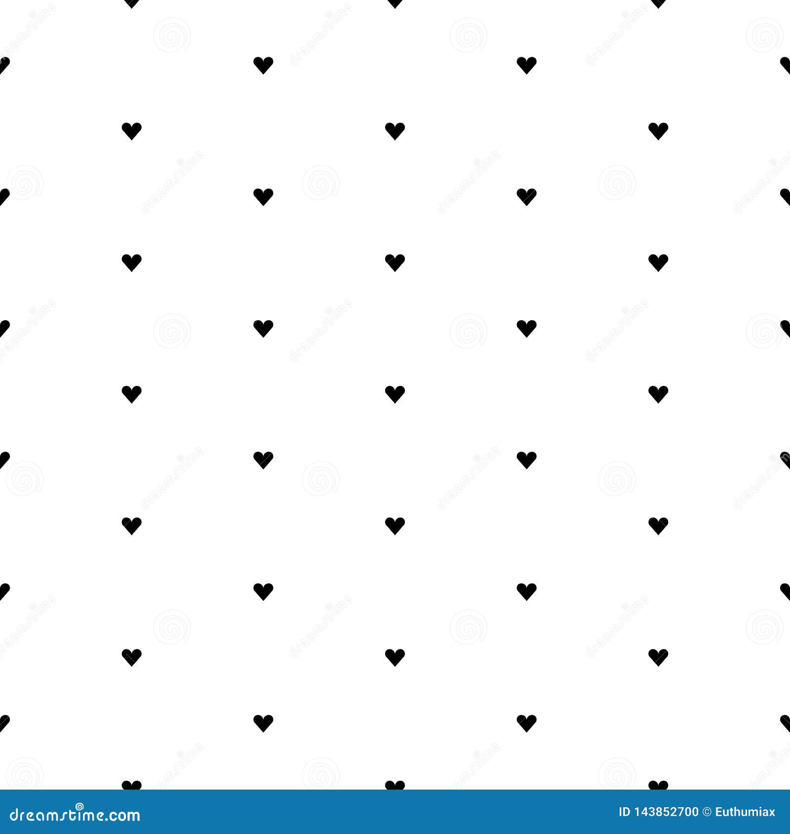 Seamless Vector Pattern Made of Small Black Hearts on White Background ...
