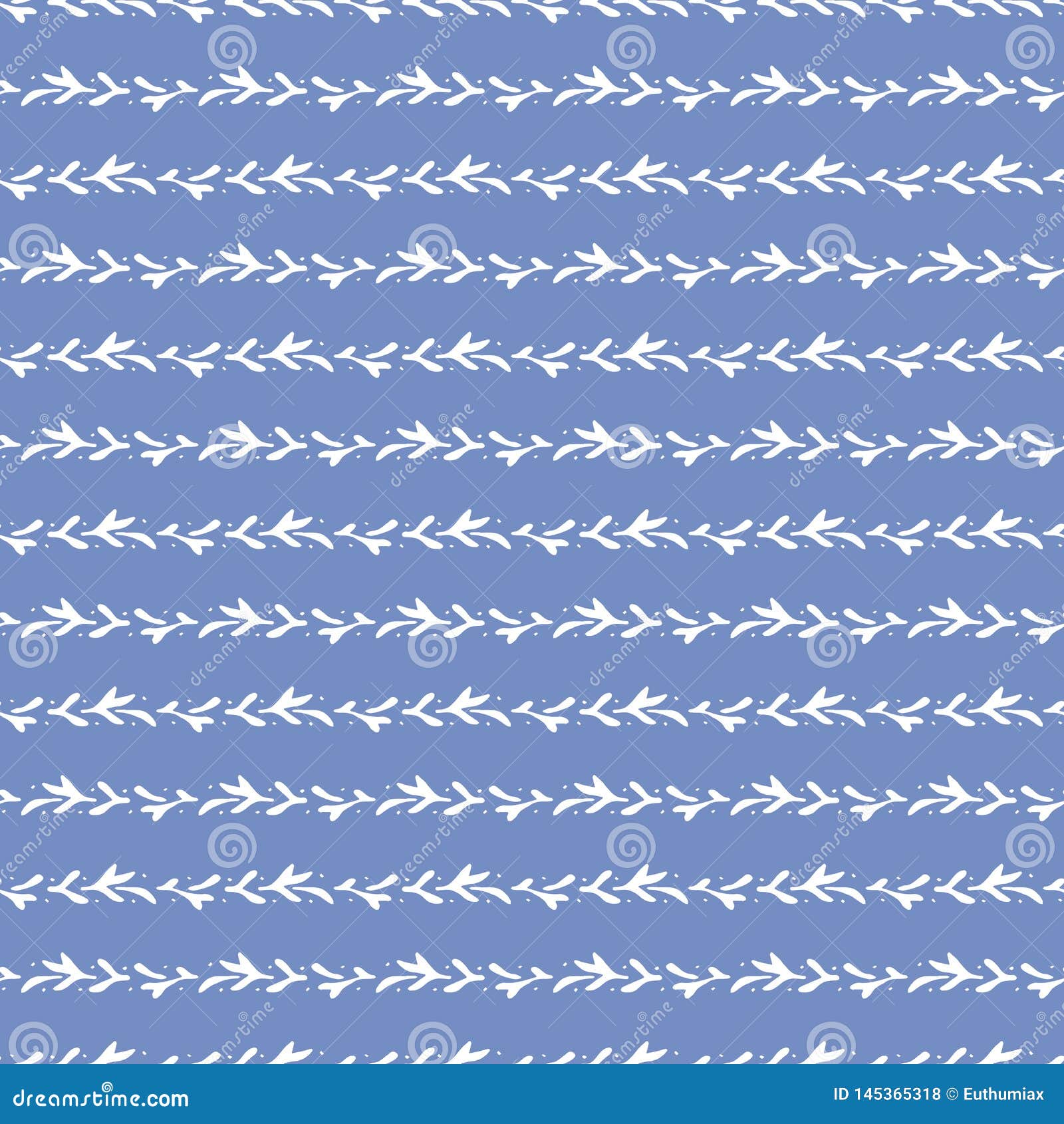 Vector Repeat Seamless Pattern with WhiteHand Drawn Doodle Leaves on ...