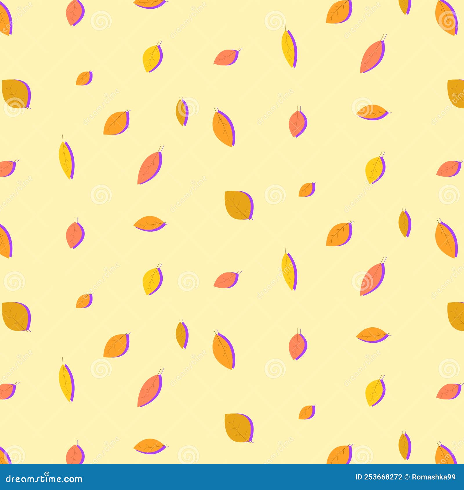 Vector Repeated Autumn Pattern with Autumn Elements Foliage Leaves on ...