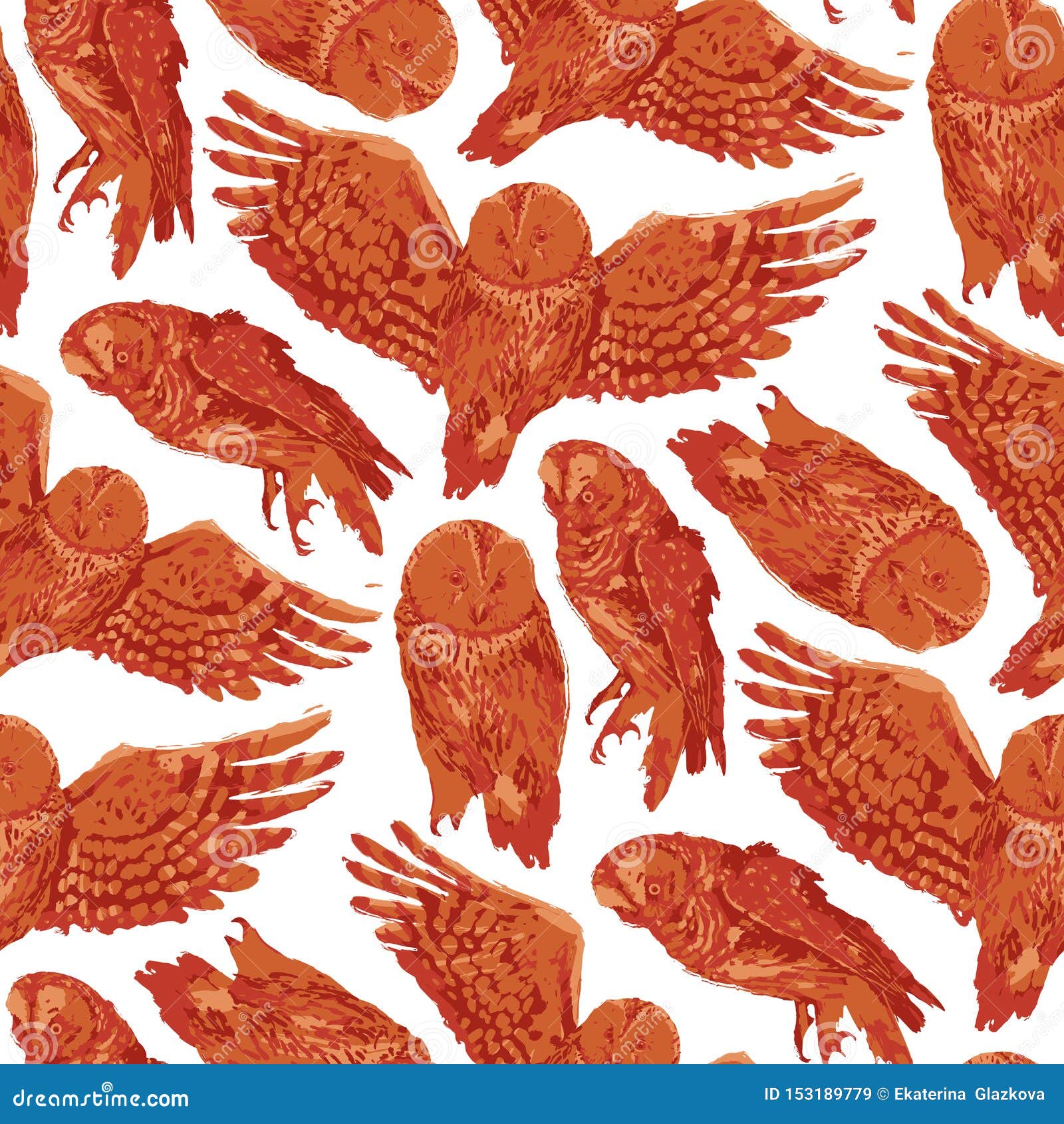 Vector Repeated Seamless Pattern of Forest Owls Stock Vector ...