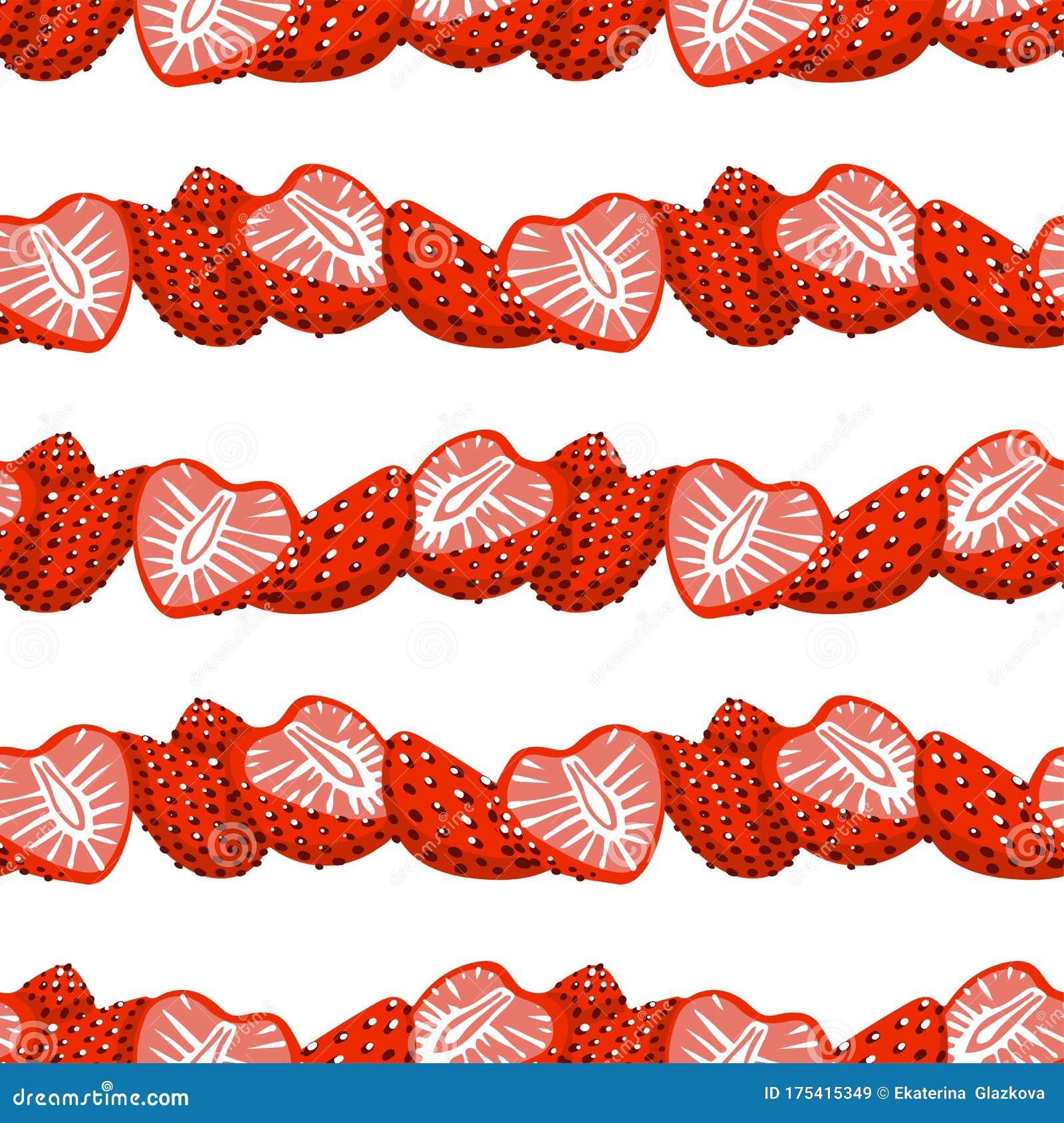 Vector Repeated Seamless Pattern of Sliced Strawberries Stock Vector ...