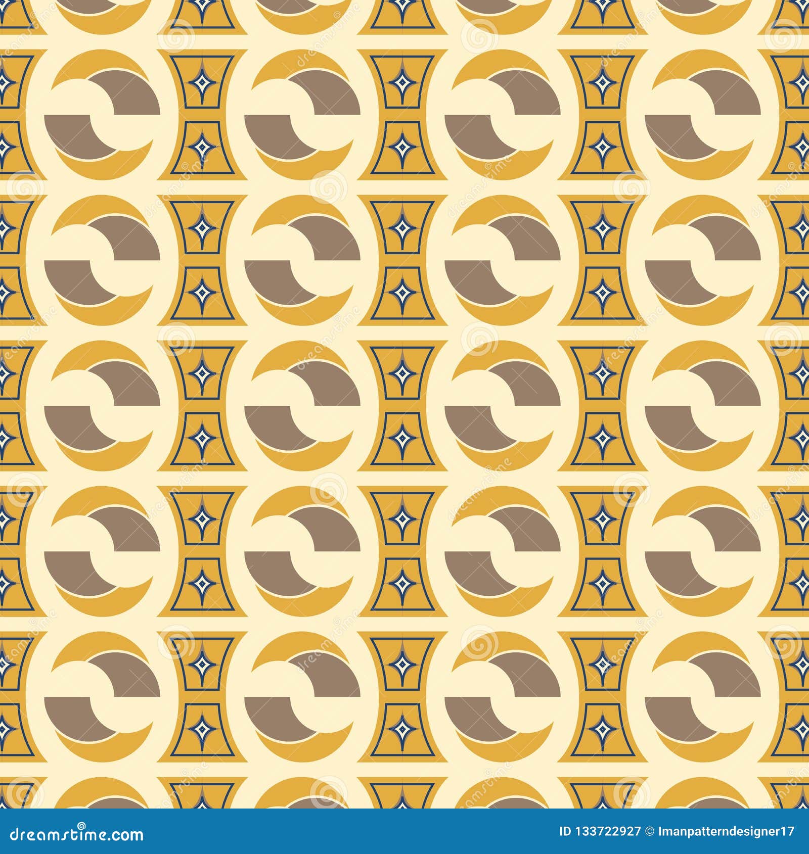 Modern Colorful Seamless Geometric Pattern in Golden Beige and Brown ...