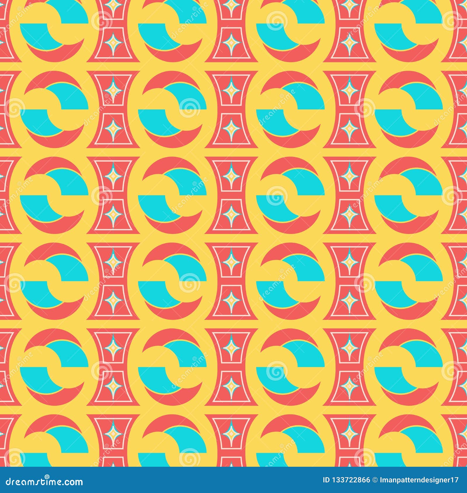 Modern Colorful Seamless Geometric Pattern in Red, Yellow and Blue ...
