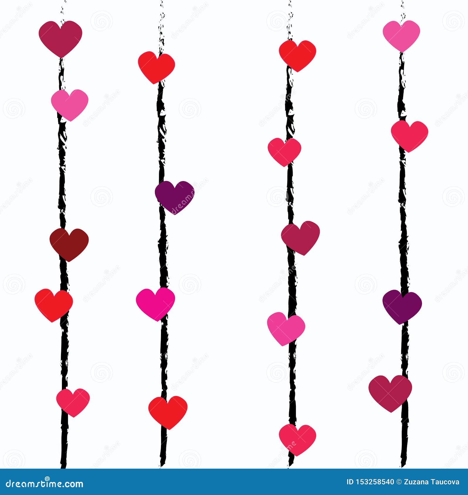 Vector Repeating Pattern with Small Hearts of Different Colors on Small ...
