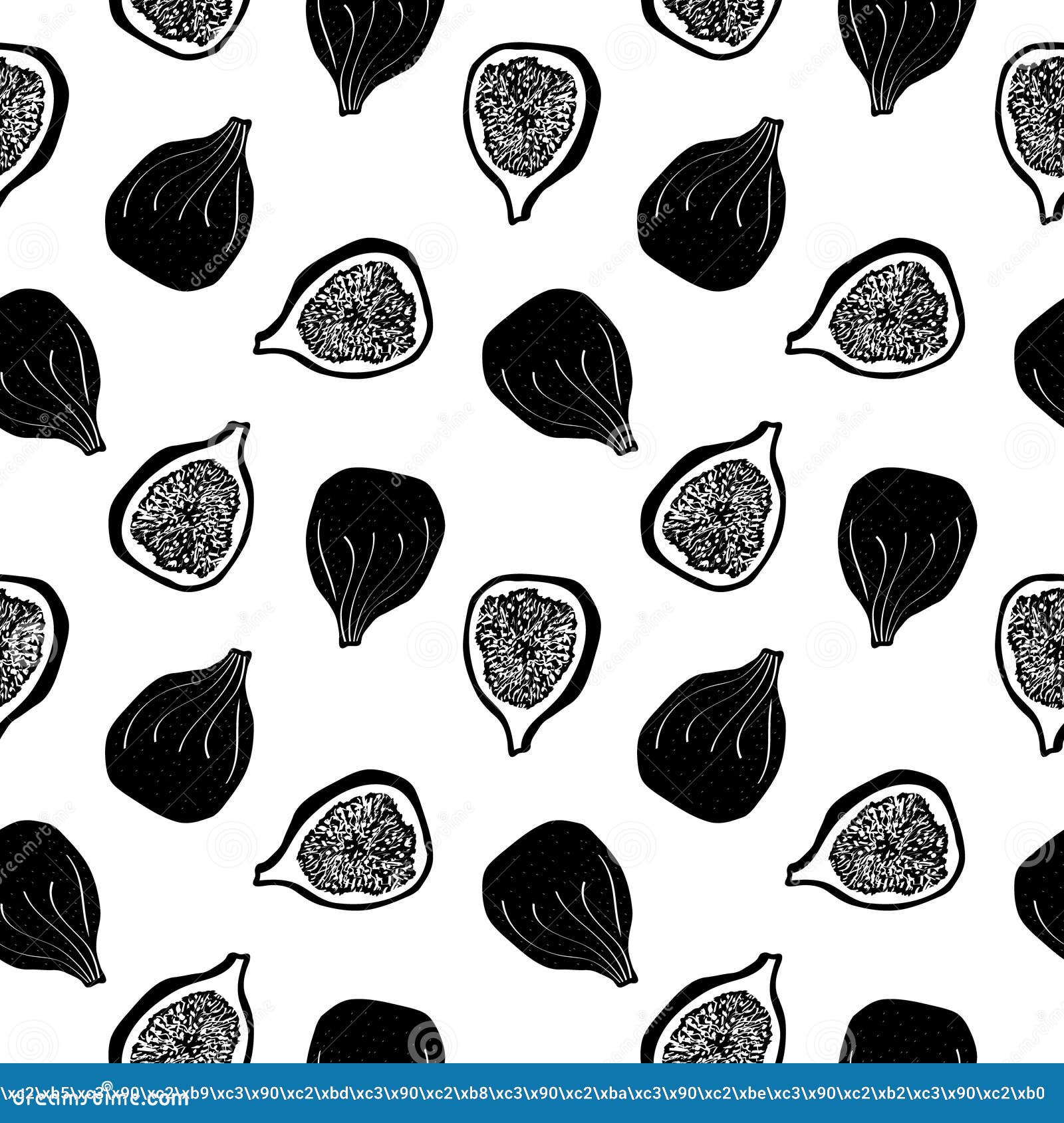 Vector Repeating Texture with Stylized Figs. Abstract Seamless Pattern ...