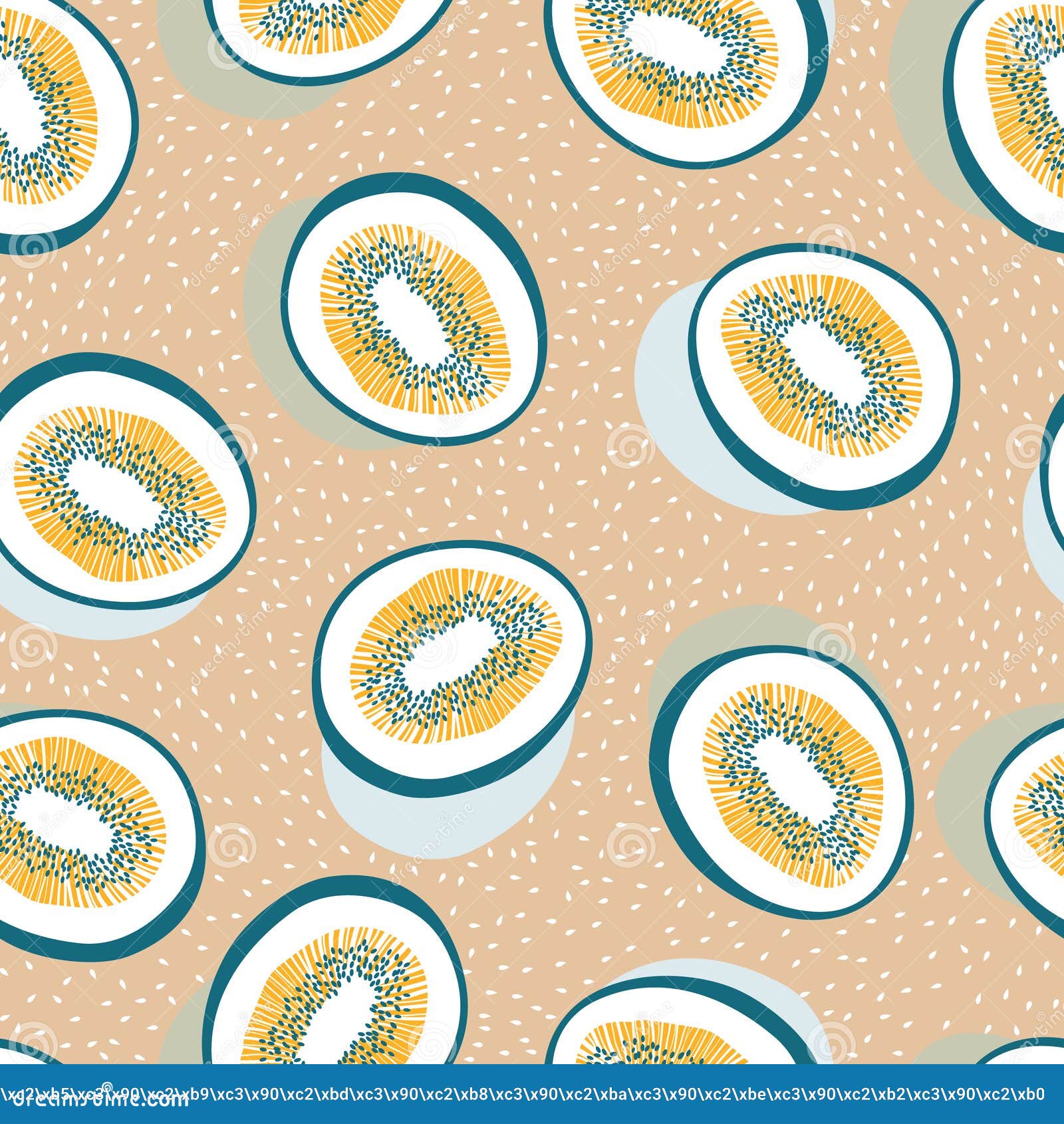 Vector Repeating Texture with Stylized Kiwi. Abstract Seamless Pattern ...