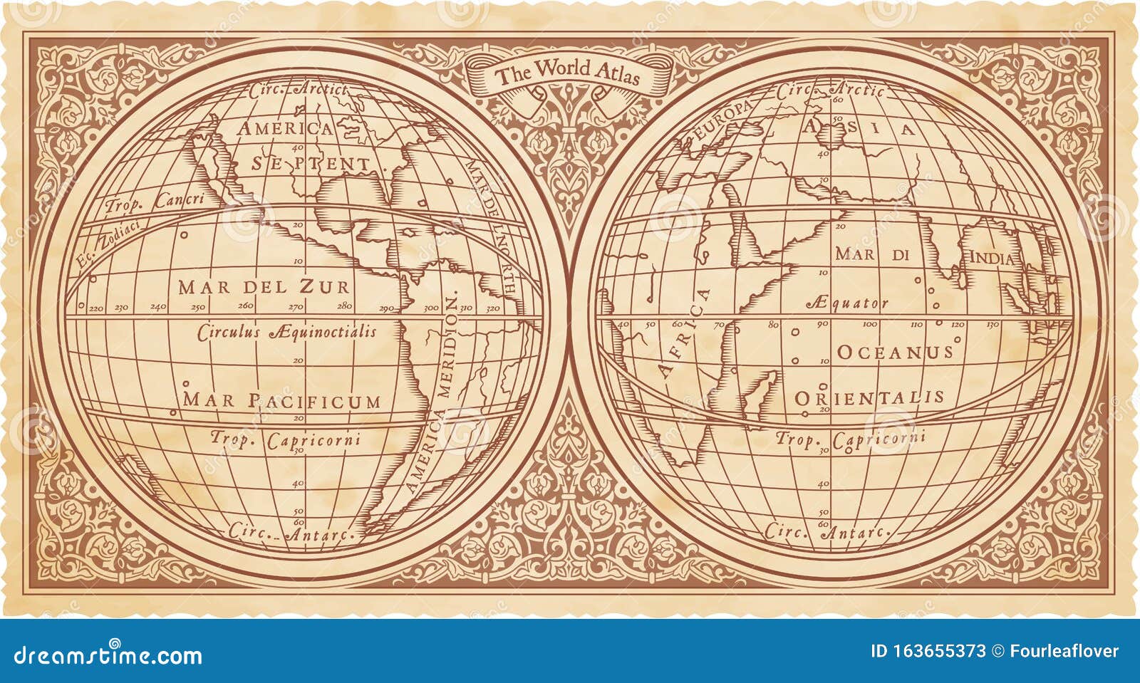 Vector Replica Of An Old Map | CartoonDealer.com #163655373