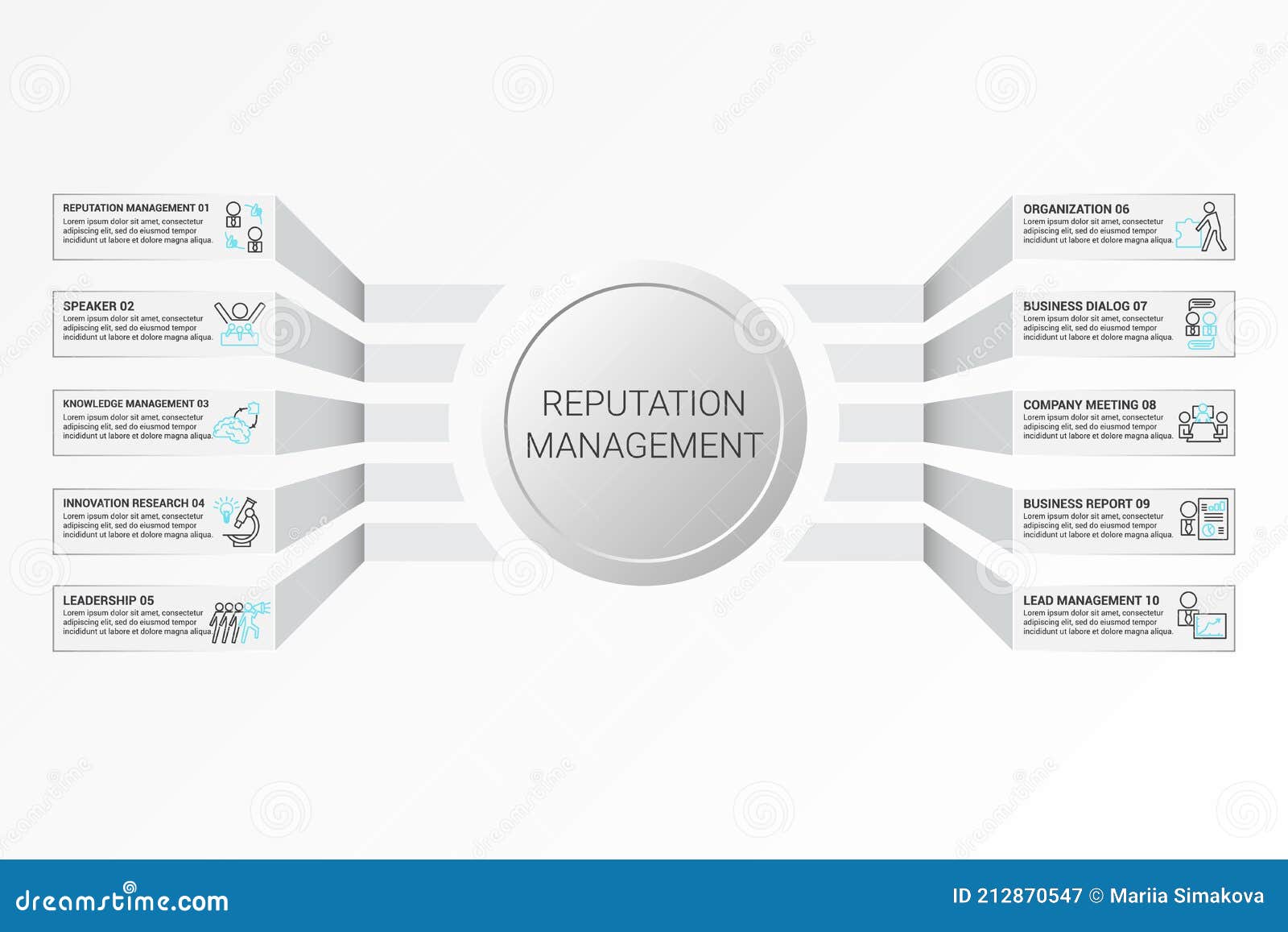 Infographic Reputation Management Template. Icons in Different Colors ...