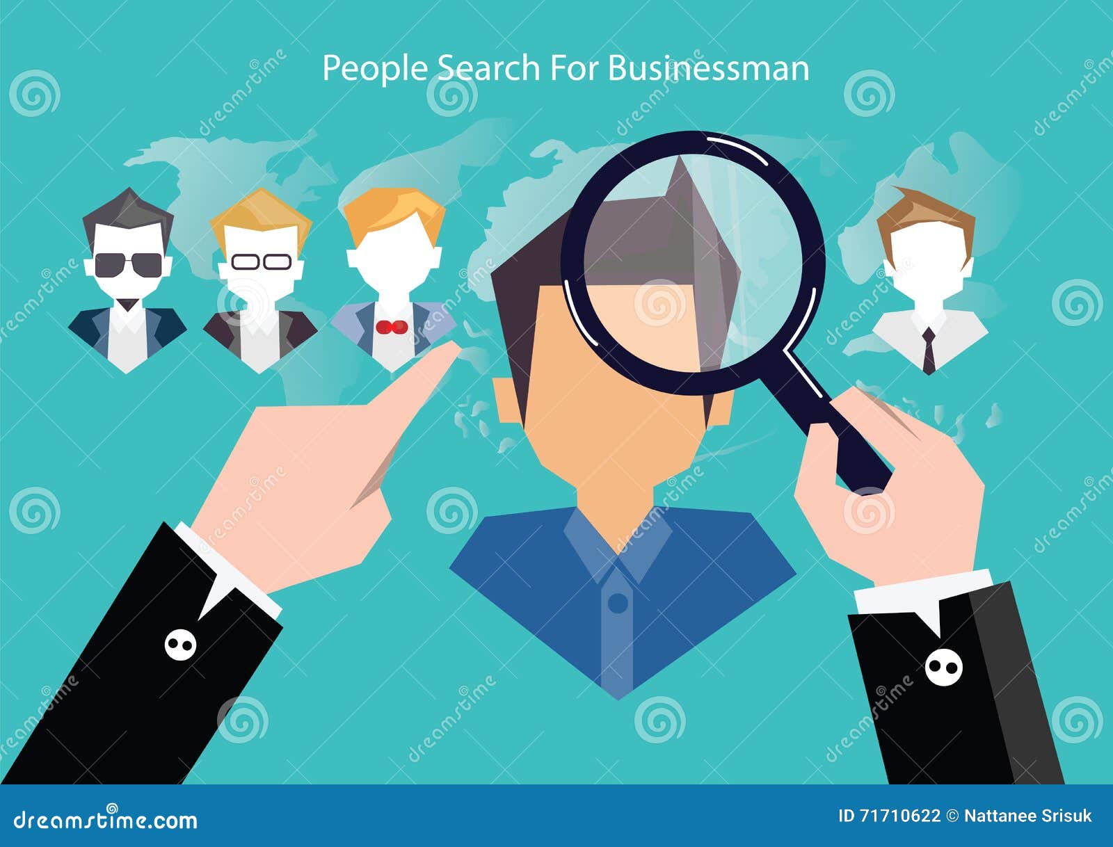 Vector Research People for Business Teams Worker with Vector World Map ...