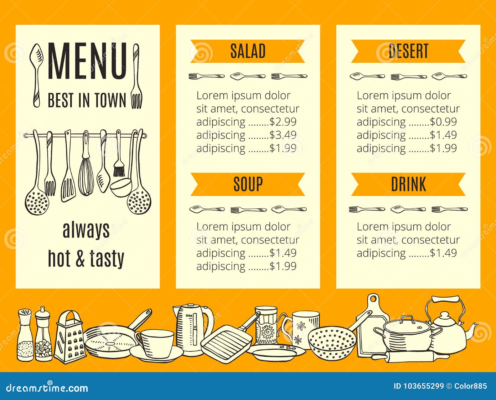 Vector Restaurant Menu Template Stock Vector - Illustration of cover ...