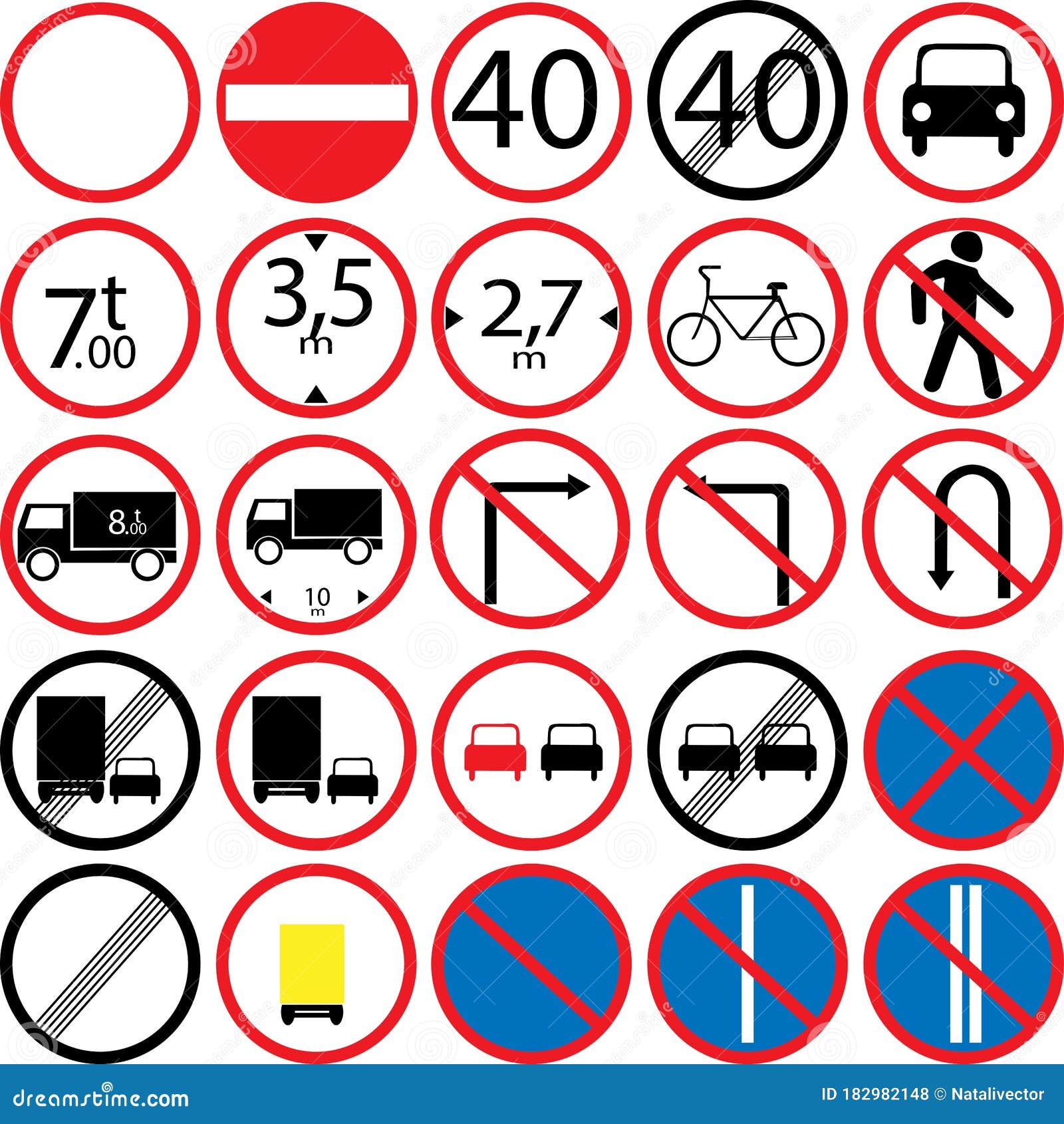 Vector Restrictive and Prohibitory Road Signs for Traffic Stock Vector ...