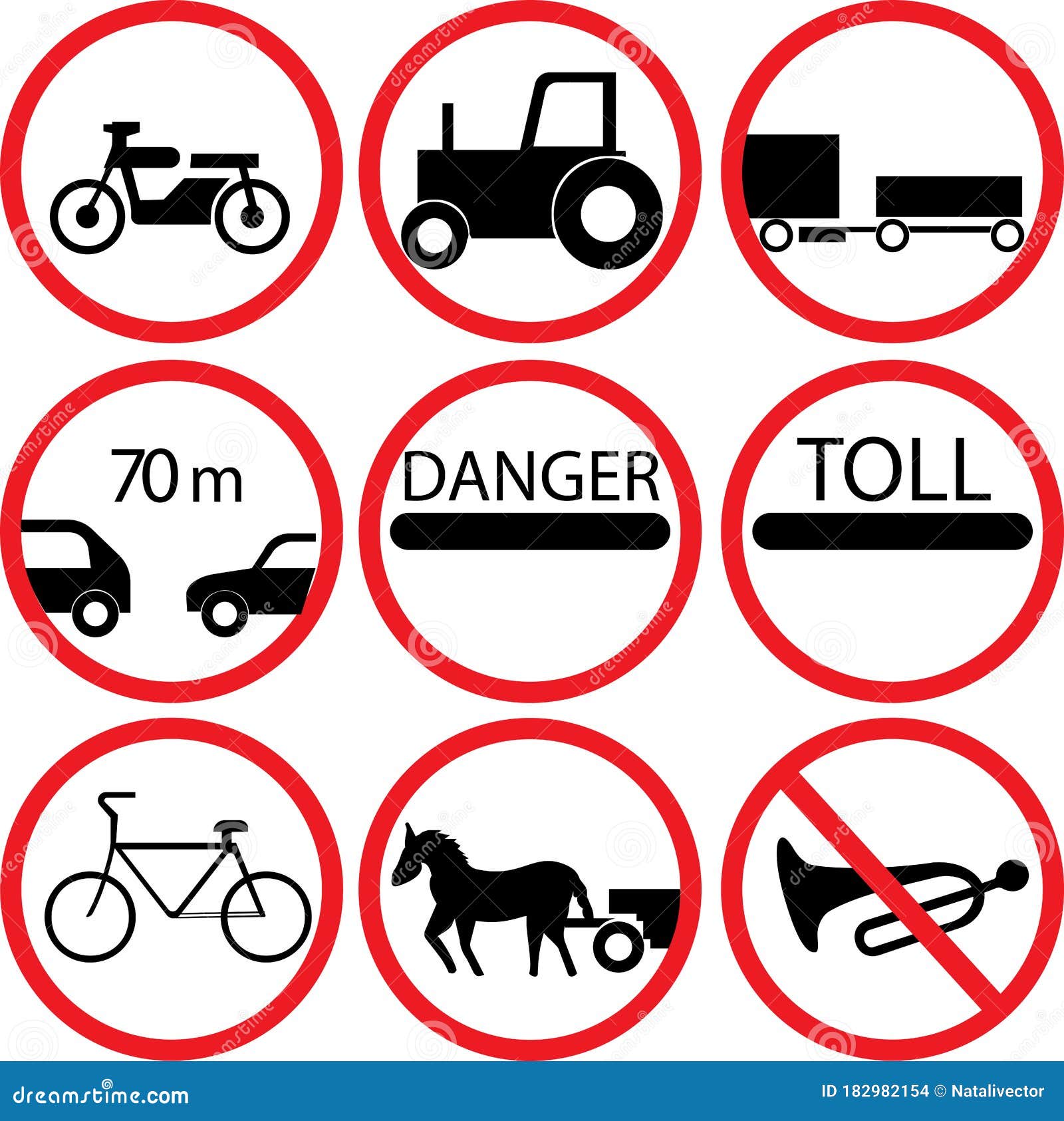 Vector Restrictive and Prohibitory Road Signs for Traffic Stock Vector ...