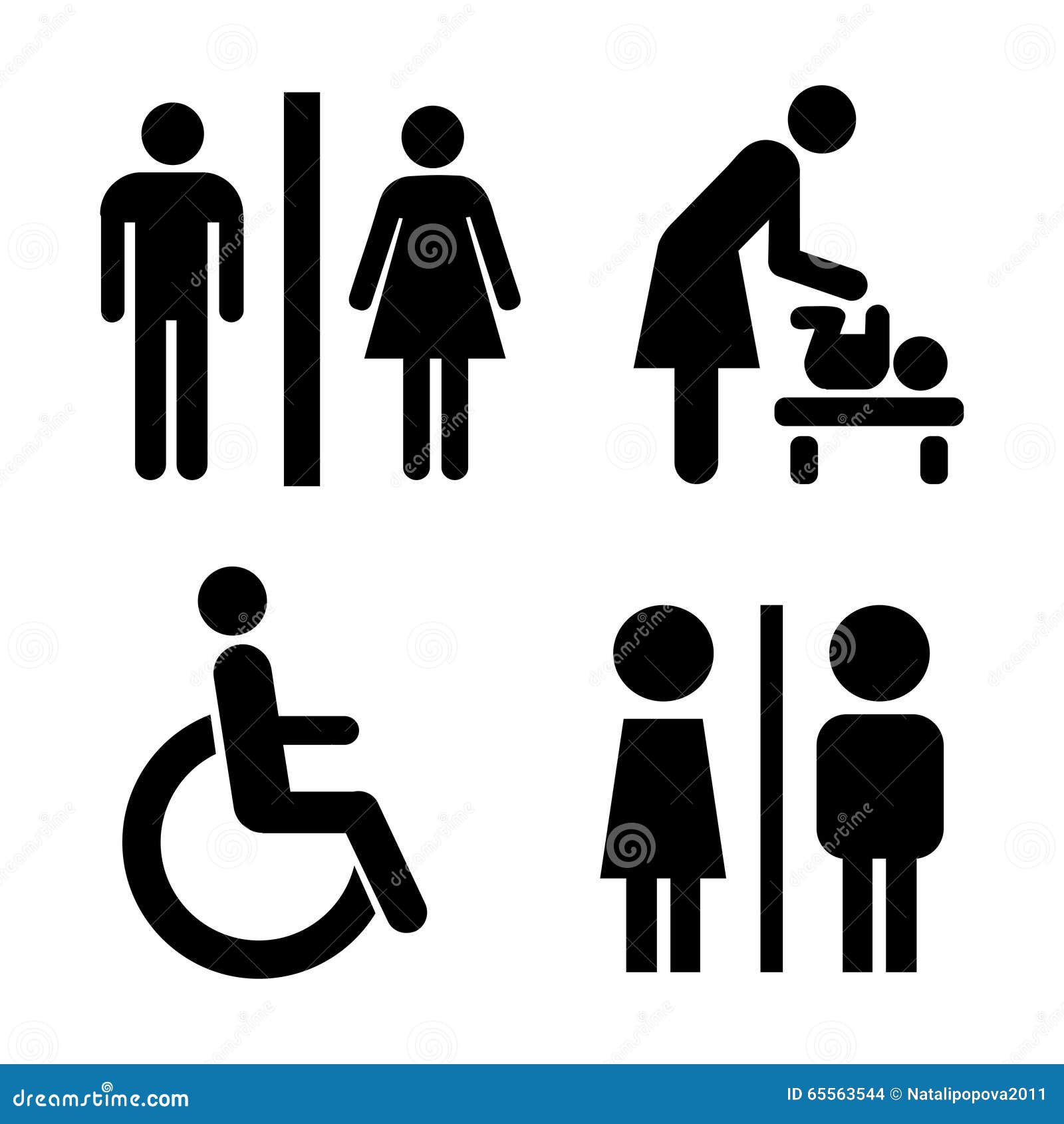 Set Of Restroom Icons Including Gender Neutral Icon Pictogram Cartoon ...