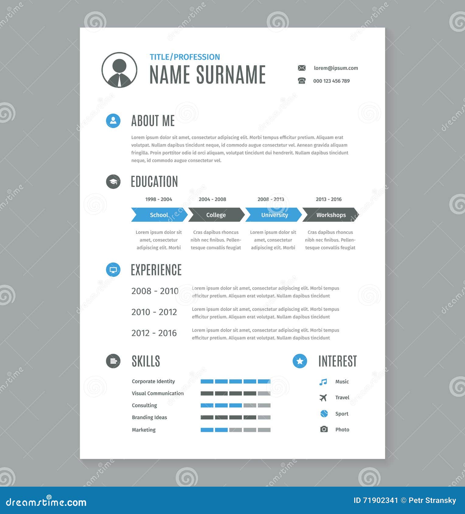 Vector Resume Cv Template A4 Letter. | CartoonDealer.com #69876359
