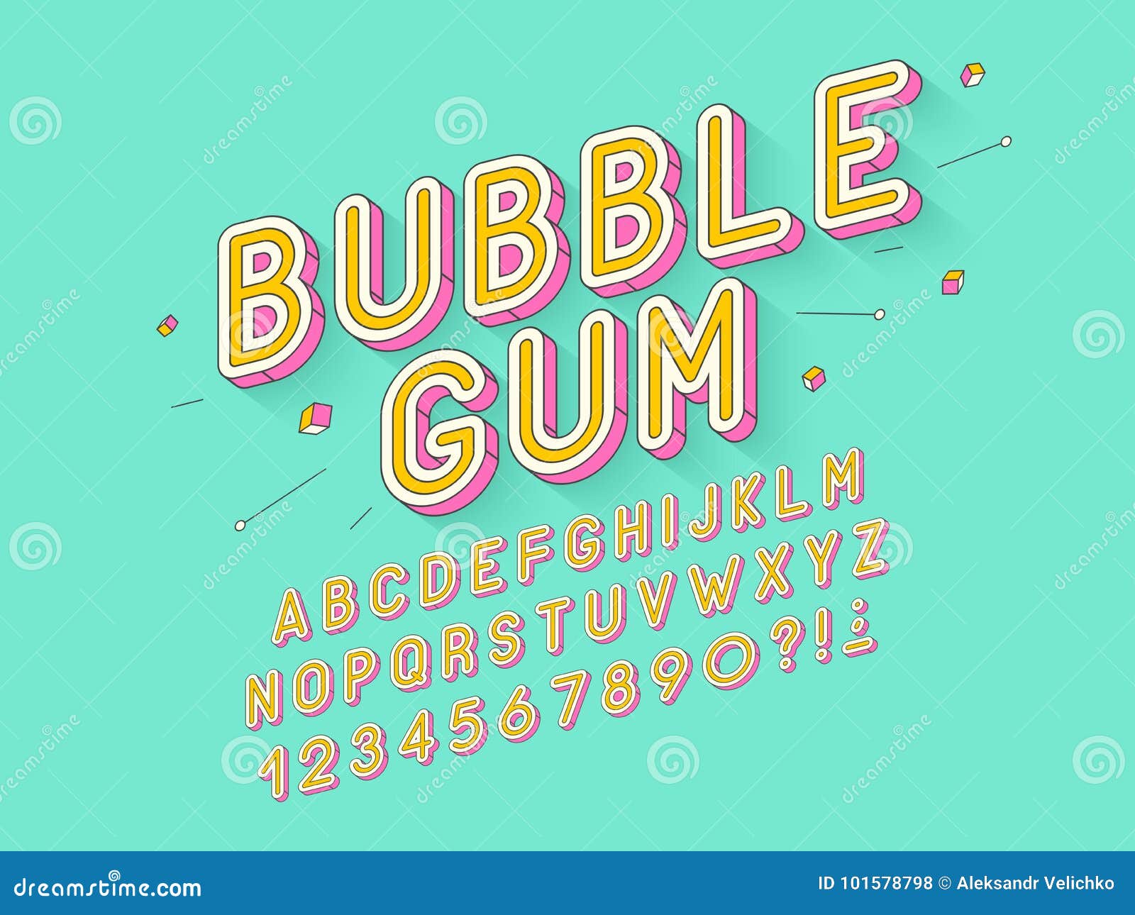 Vector Retro Bubble Gum Bold Font Design, Alphabet, Typeface, Ty Stock ...