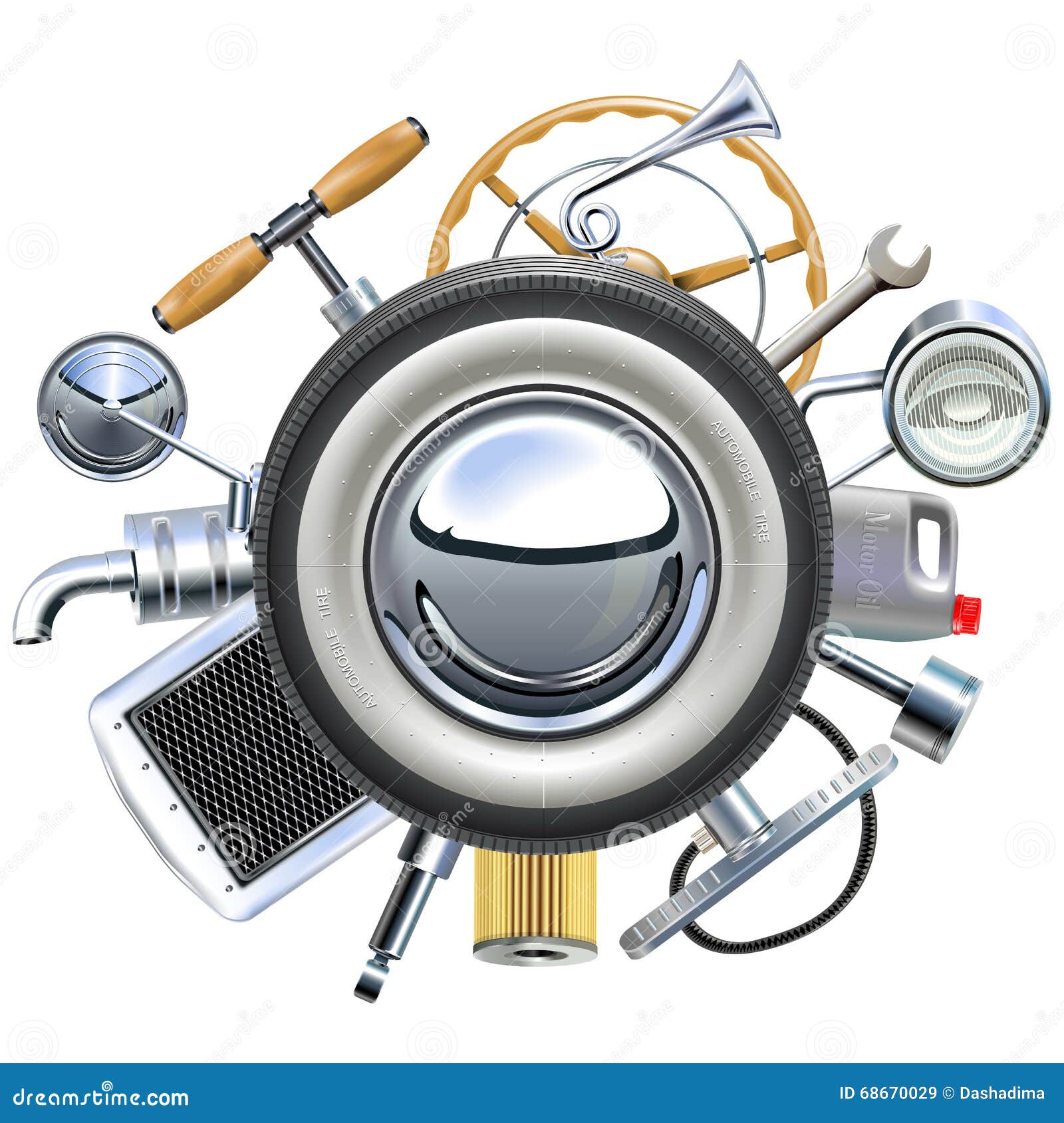 Vector Retro Car Parts Concept Stock Vector - Illustration of light ...