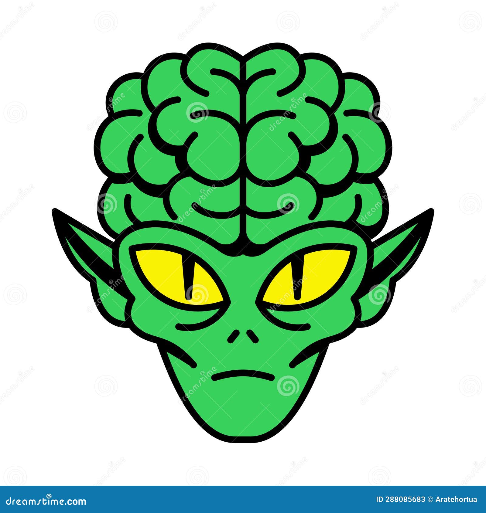 Vector Retro Cartoon Funny Alien Head Isolated Stock Illustration ...