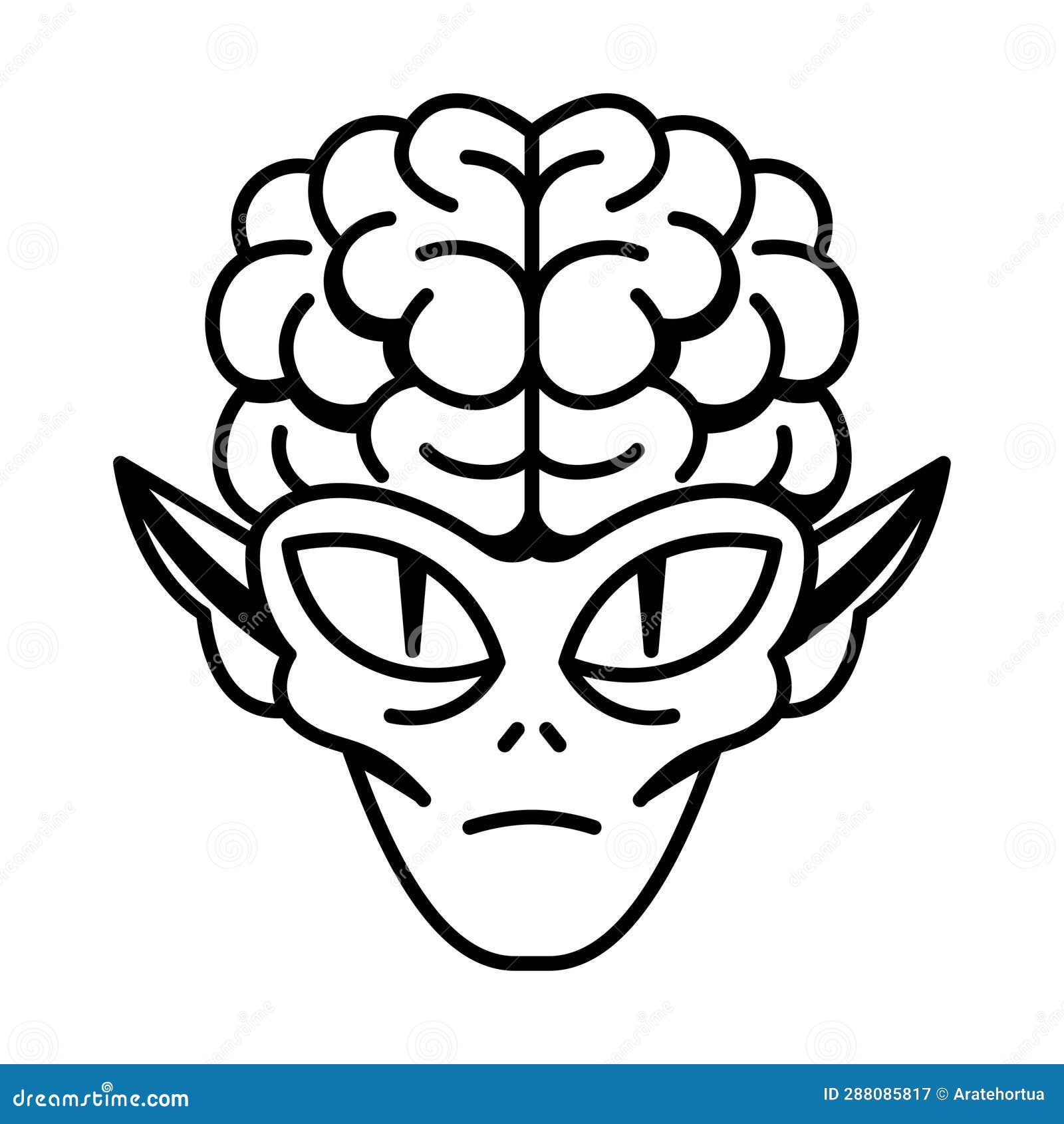 Vector Retro Cartoon Funny Alien Head Isolated Stock Vector ...
